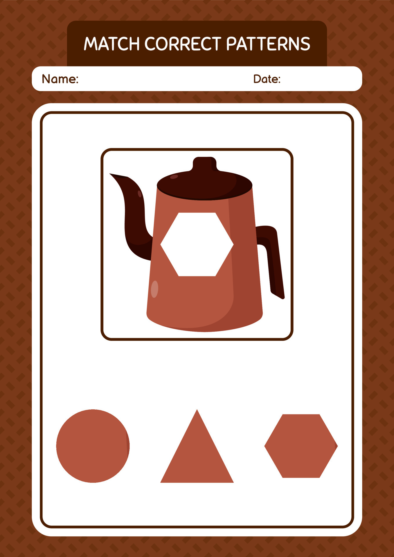 Match Pattern Game With Arabic Teapot Worksheet For Preschool Kids match-pattern-game-with-arabic-teapot-worksheet-for-preschool-kids