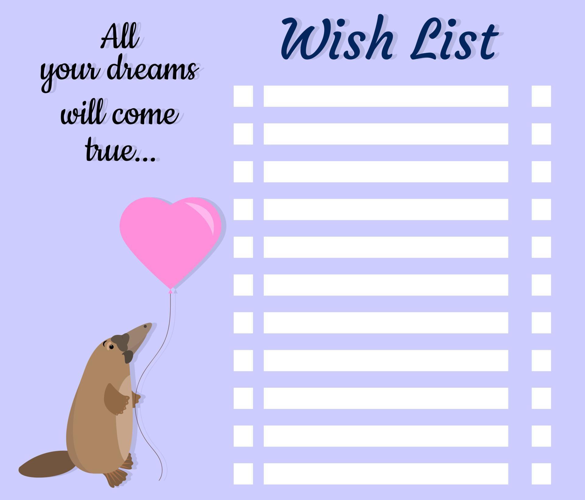 My wish list Page template Hand-drawn graphics Vector illustration ...