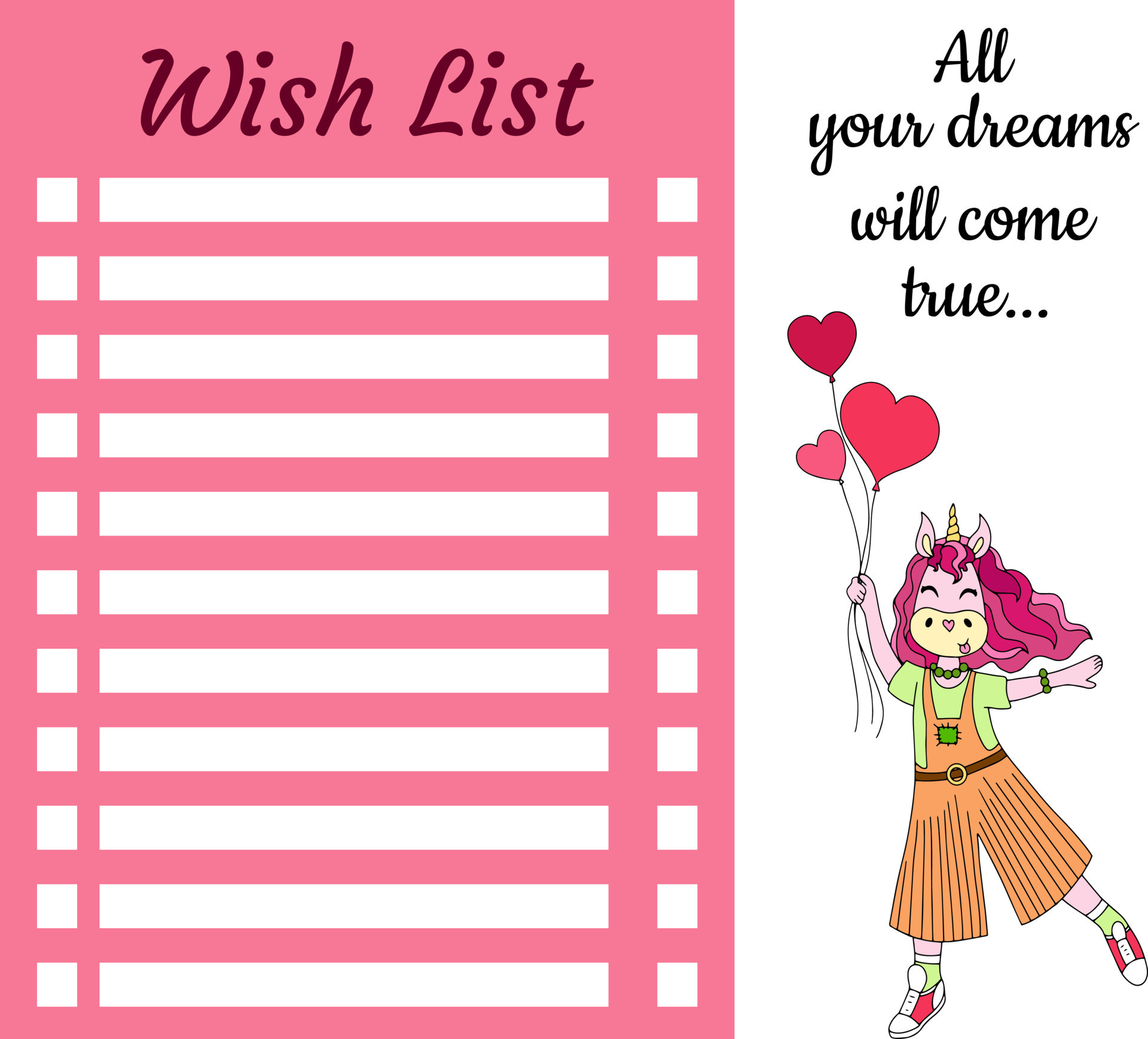 My wish list Page template Hand-drawn graphics Vector illustration ...