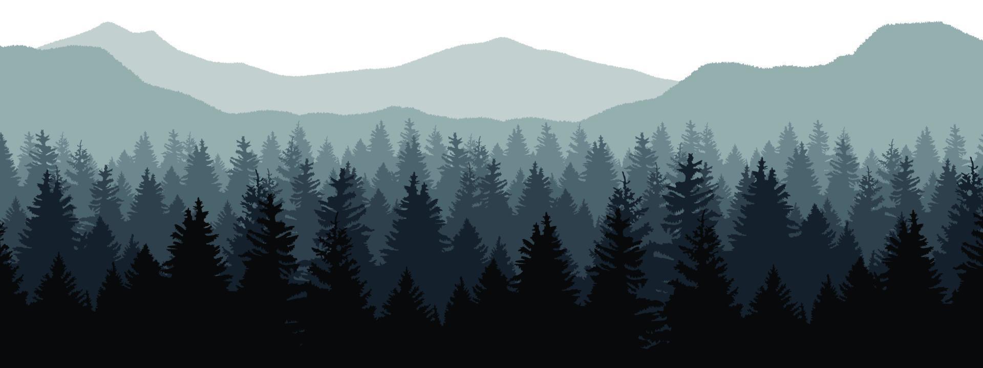 Vector Illustration Pine Landscape Mountain Nature Forest Background ...