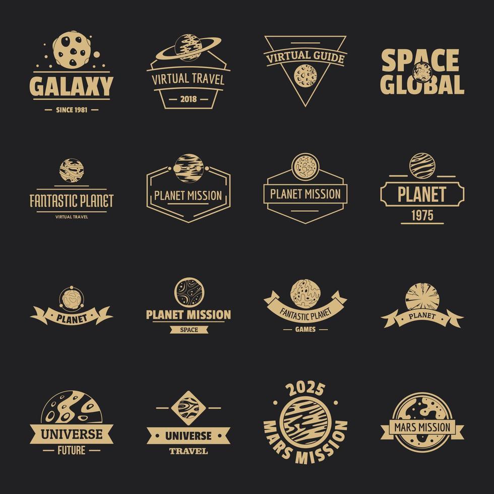 Space planet logo icons set, simple style 8291045 Vector Art at Vecteezy
