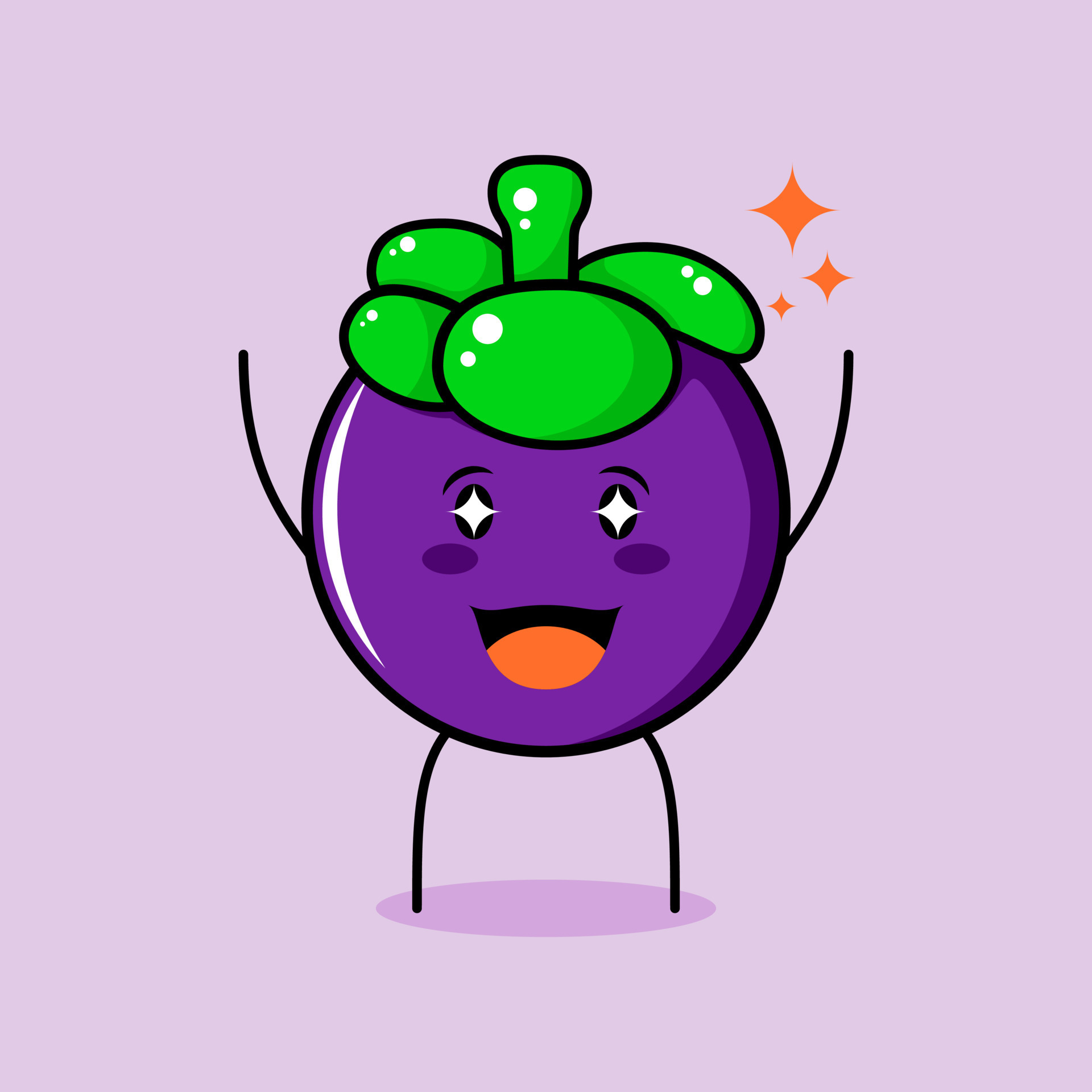Cute Mangosteen Character With Smile And Happy Expression Two Hands Up cute-mangosteen-character-with-smile-and-happy-expression-two-hands-up