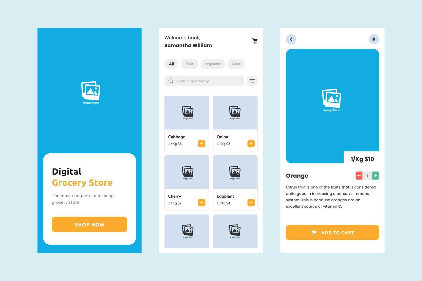 Minimalist Grocery Ui Design Template Vector Suitable For Mobile Application Android And Ios