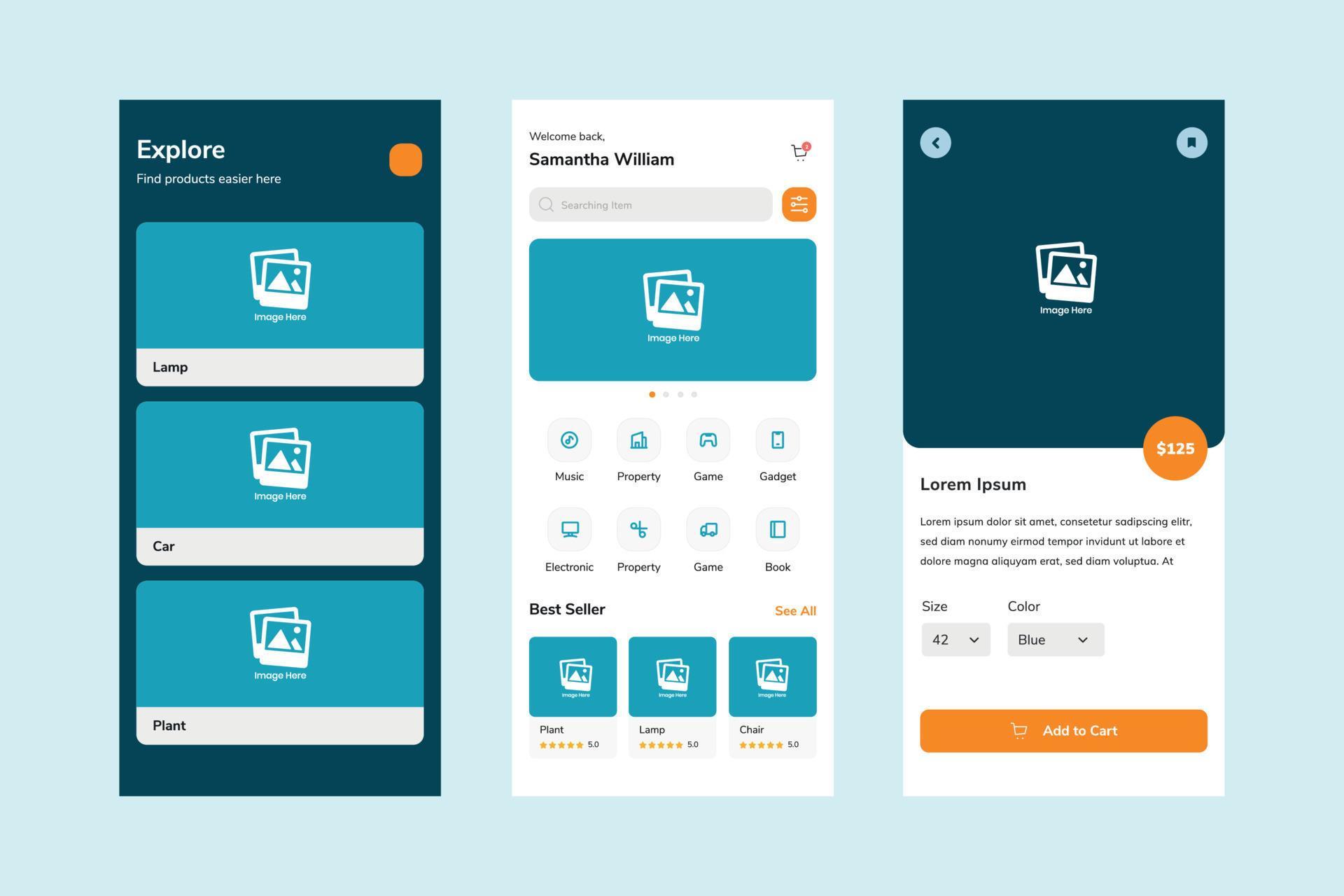 Simple Store Online Ui Design Template Vector Suitable Designing