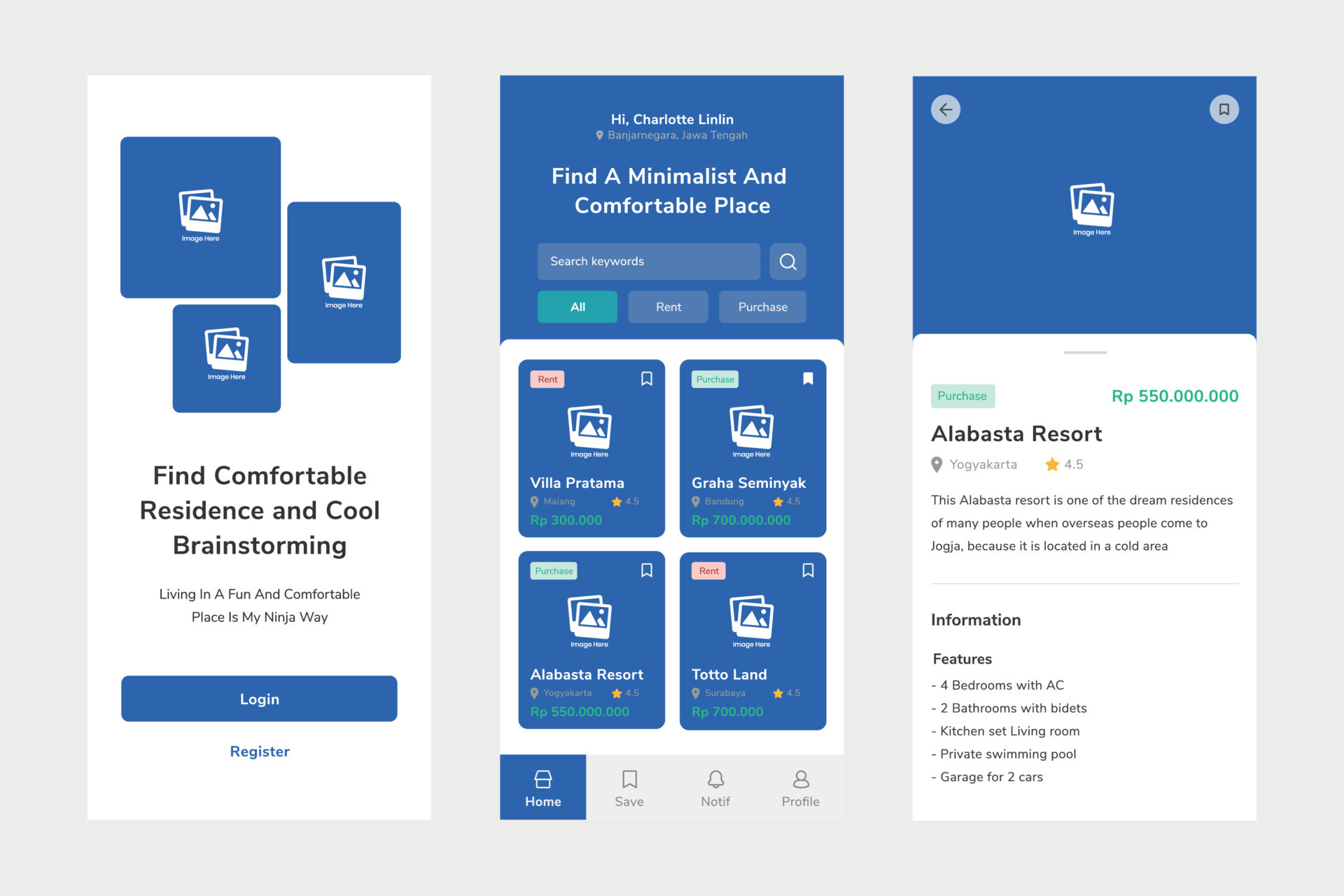 Simple Destination Ui Design Template Vector Suitable Designing Applications For Android And