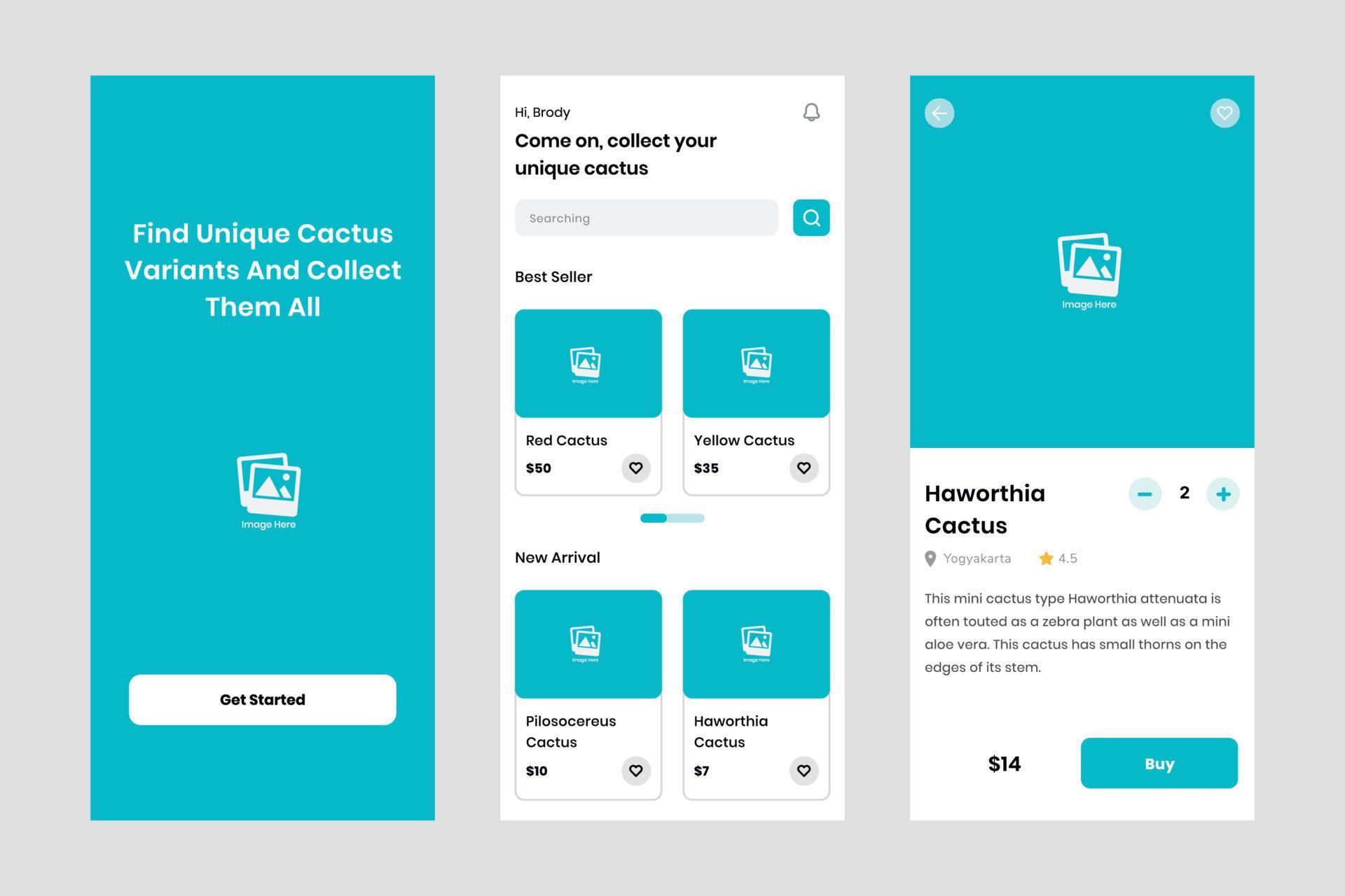 Modern cactus store ui design template vector. Suitable designing application for android and ...