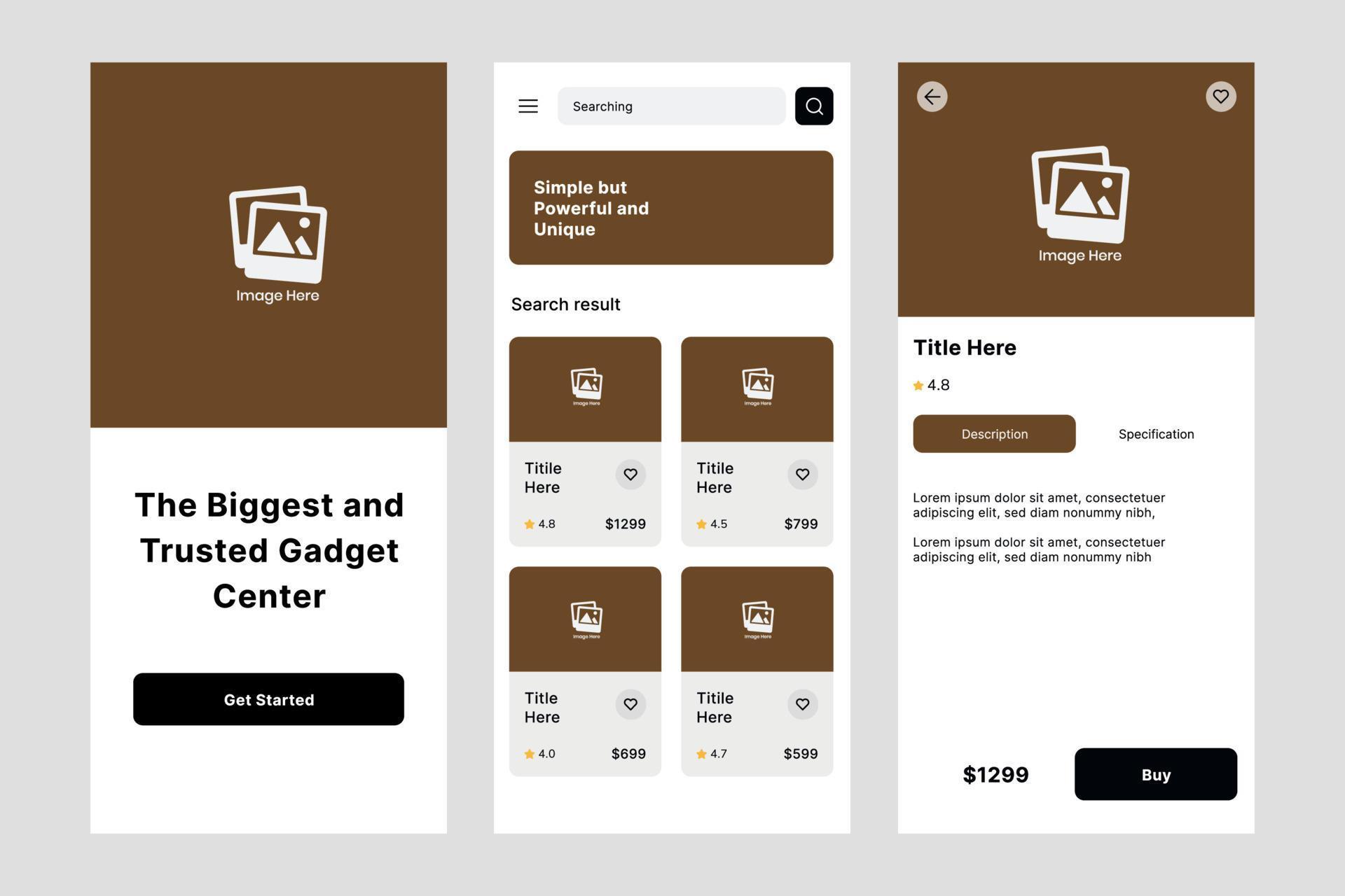 Gadget store ui design template vector. Suitable designing application for android and IOS ...