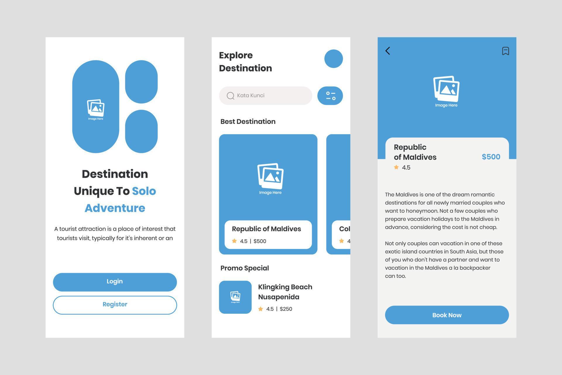 My adventure ui design template vector. Suitable designing application for android and IOS ...