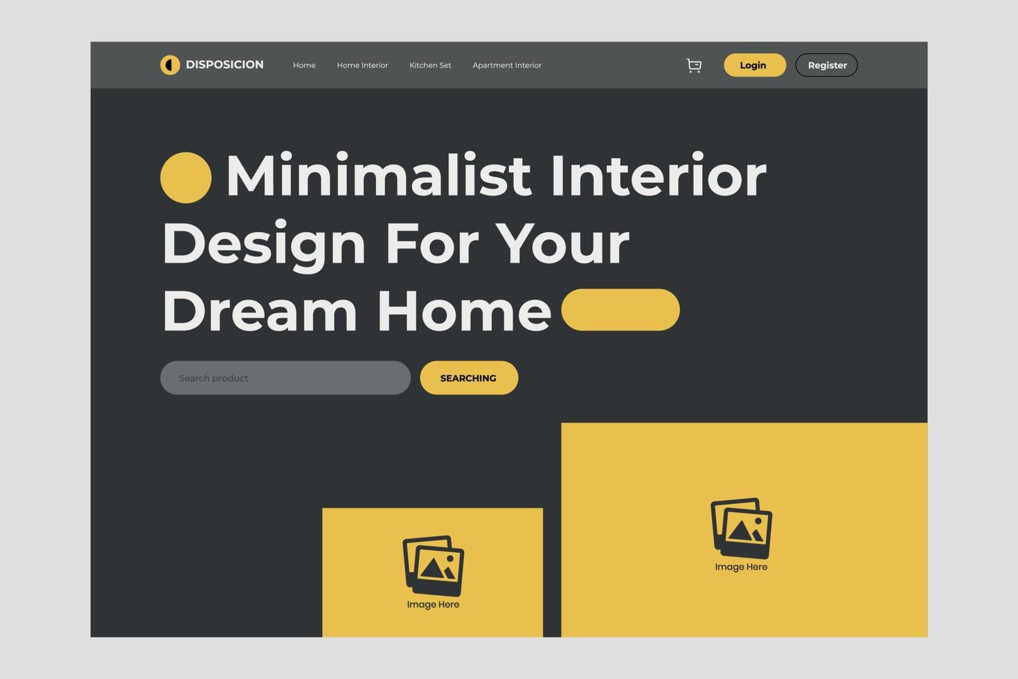 Interior Design Landing Page Ui Design Template Vector Suitable Designing Application For