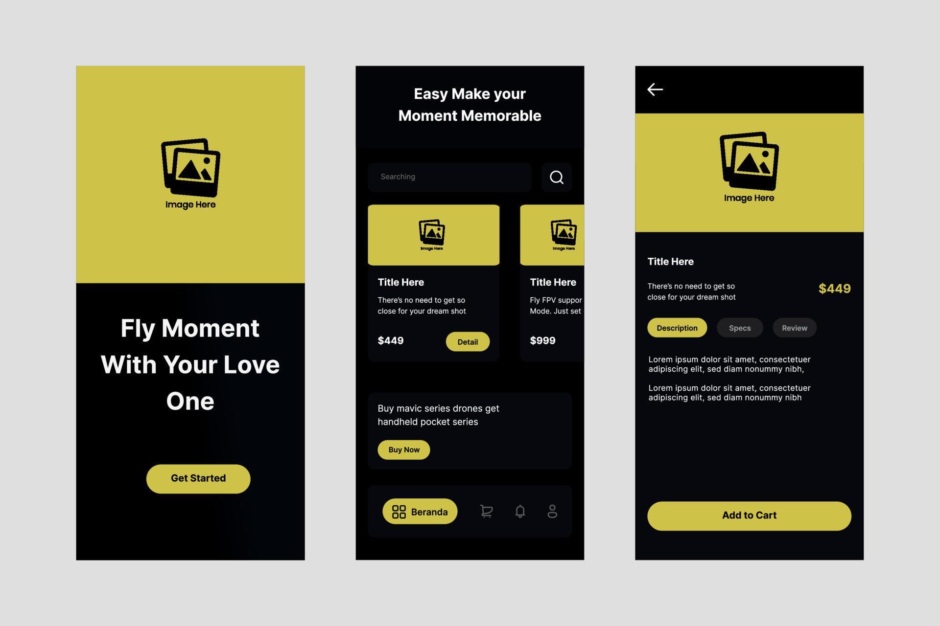 Fly moment love ui design template vector. Suitable designing application for android and IOS ...