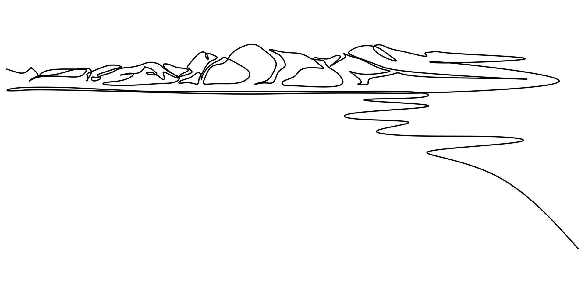 Single continuous line drawing of nature and mountain views. Eco ...