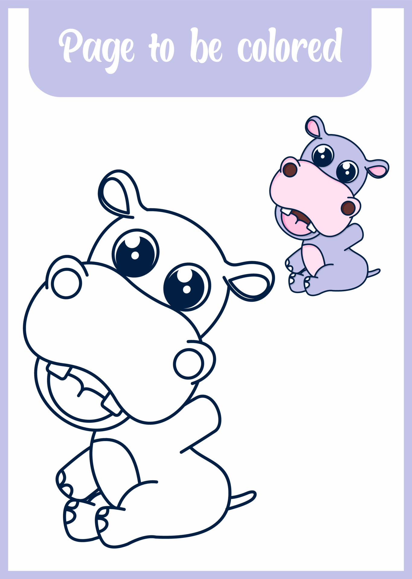 coloring book for kids, cute hippo 8297116 Vector Art at Vecteezy