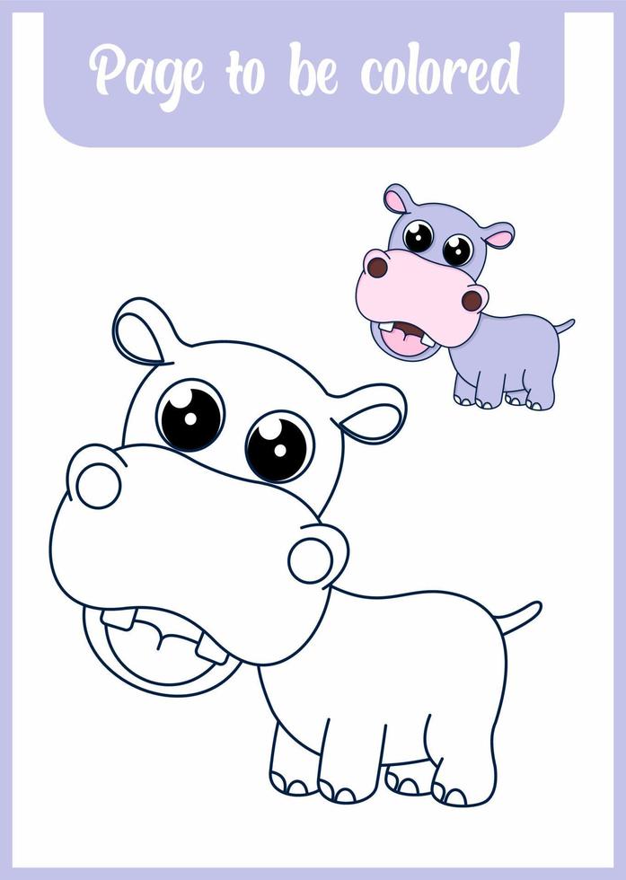 coloring book for kids, cute hippo 8297118 Vector Art at Vecteezy