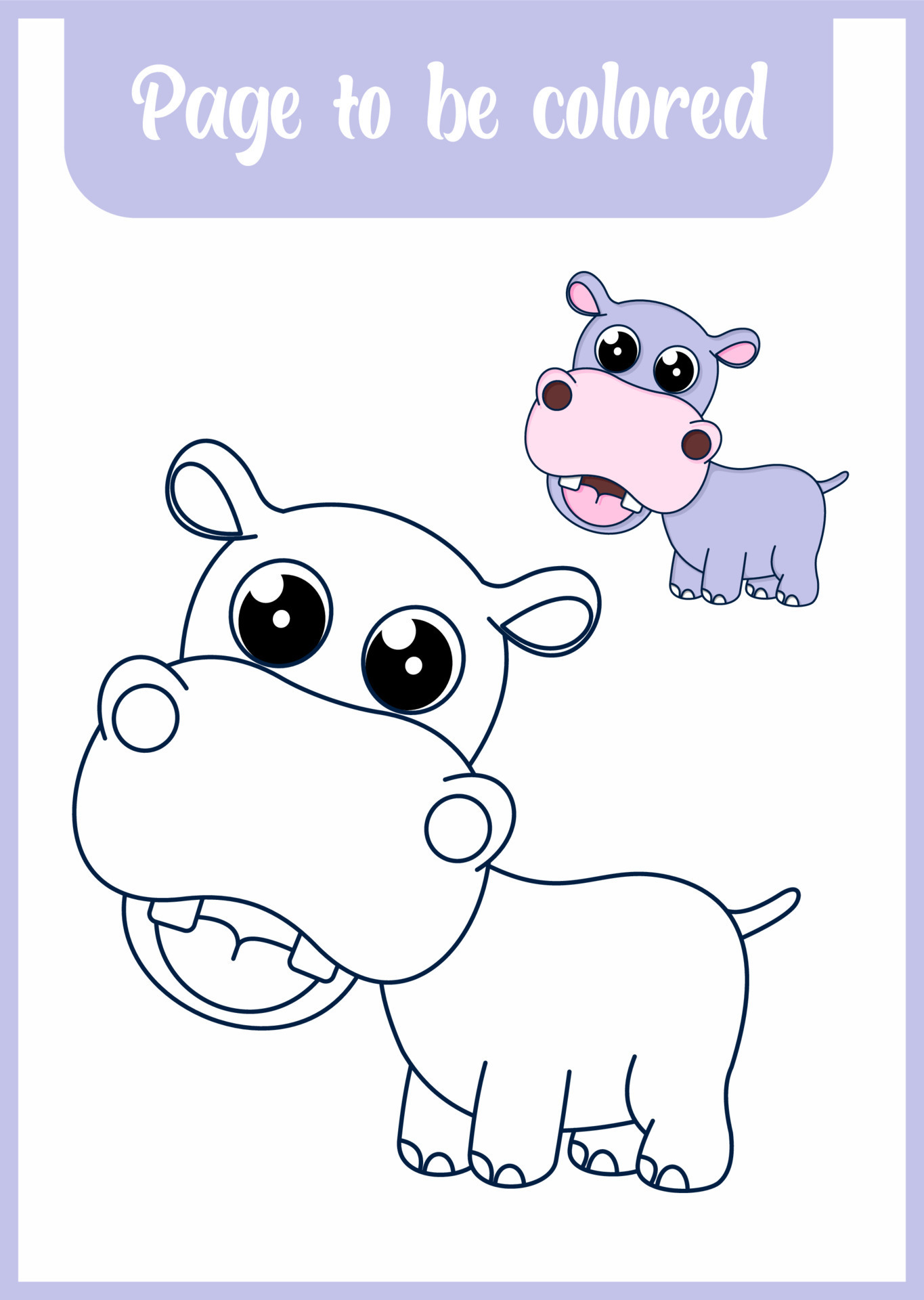 coloring book for kids, cute hippo 8297118 Vector Art at Vecteezy