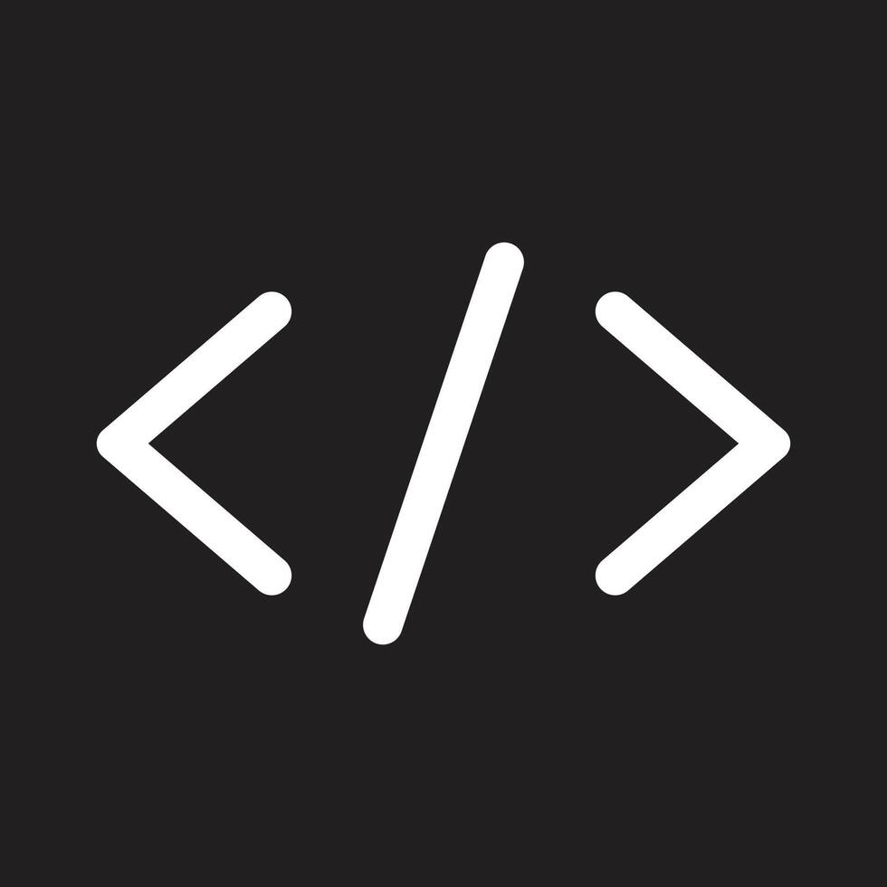 eps10 white vector code line art icon or logo in simple flat trendy ...