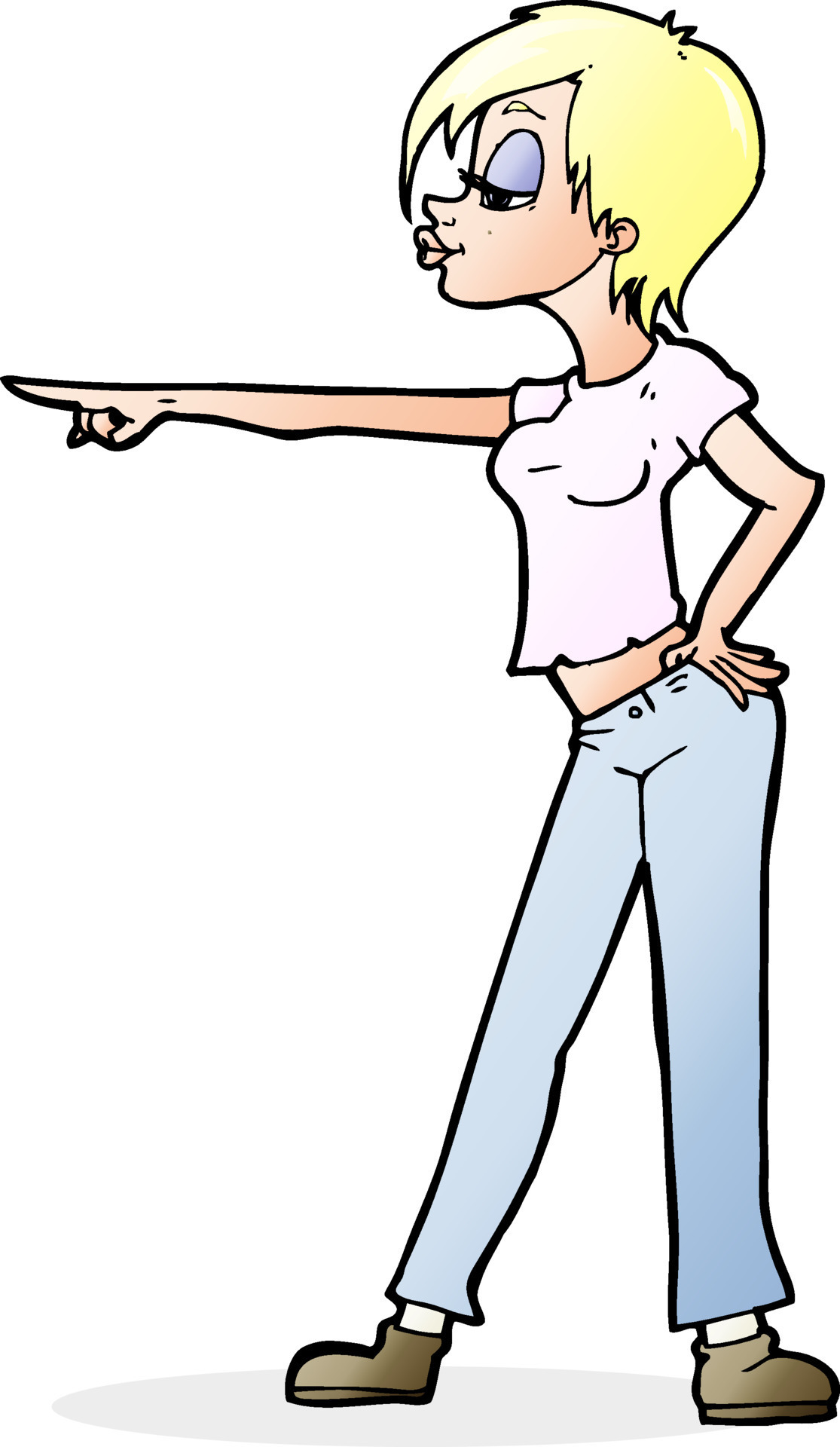 cartoon woman pointing 8308596 Vector Art at Vecteezy