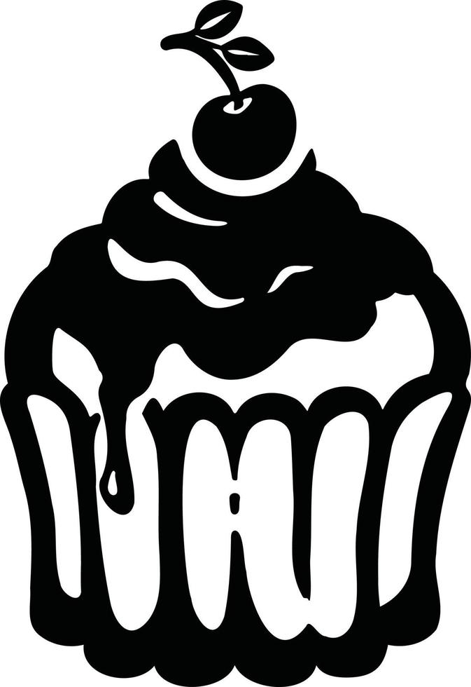 Sweet Cupcake Bun Cake Dessert Hand Drawn Illustration 8319510 Vector