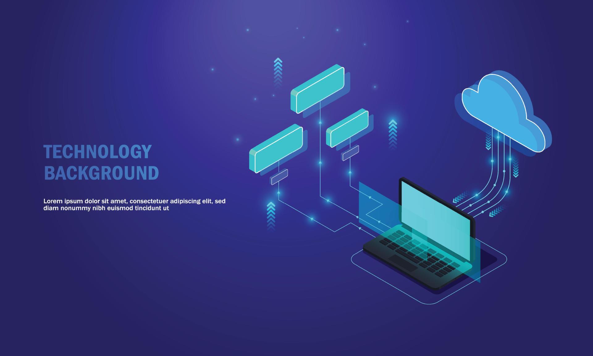 Laptop Analysis Processing Cloud Services Concept File Backup And Saving Copy Of File