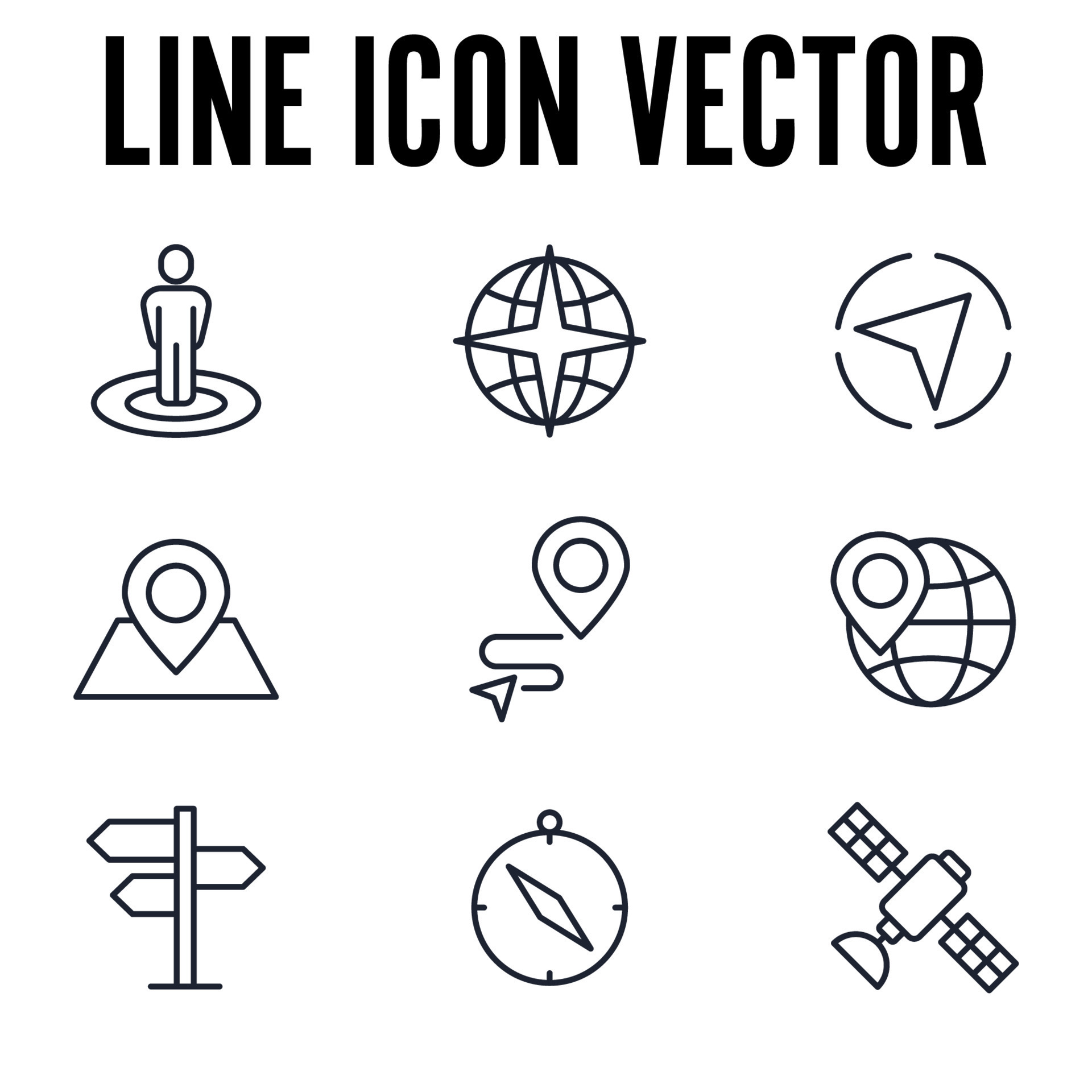 Navigation Location Gps Elements Set Icon Symbol Template For Graphic