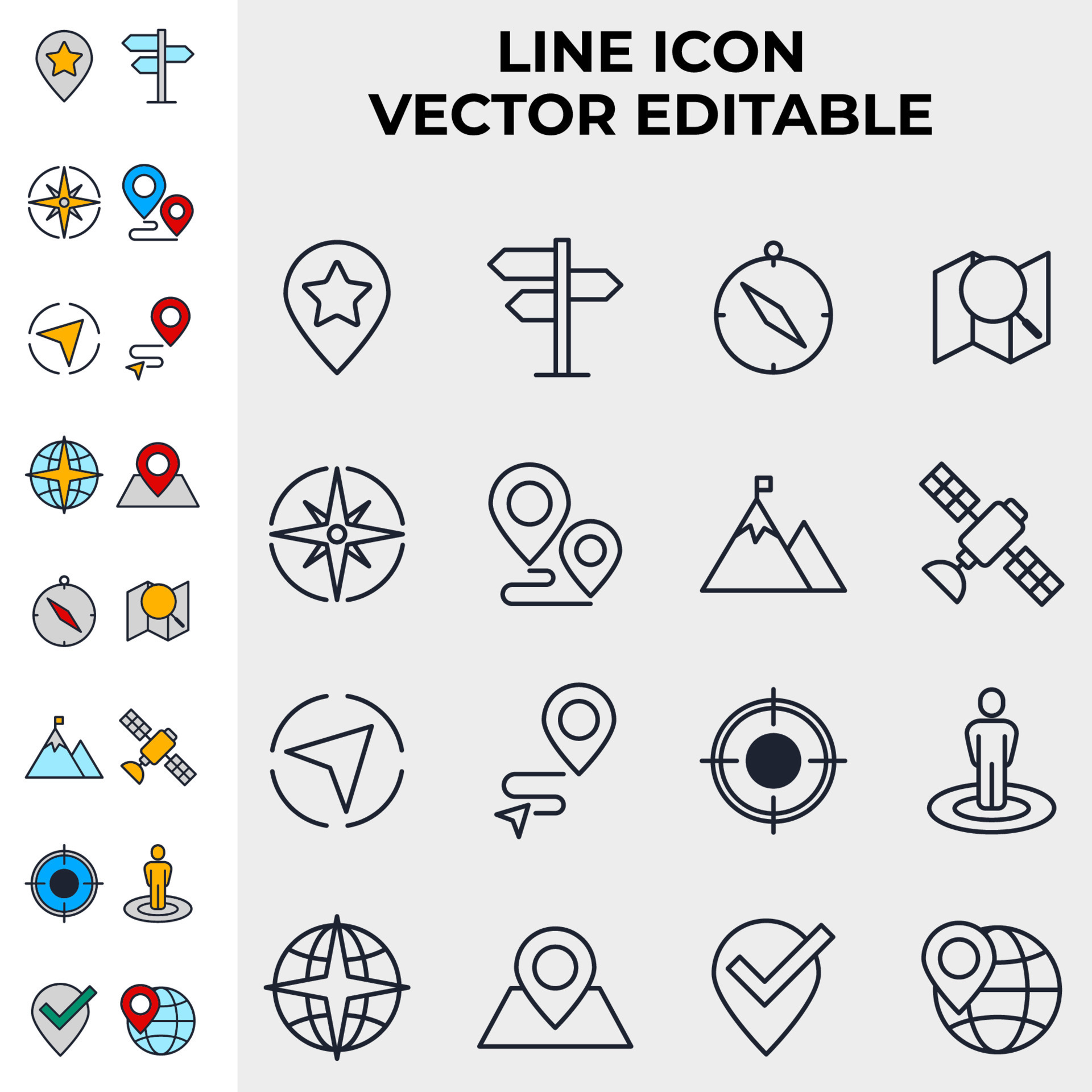 Navigation Location Gps Elements Set Icon Symbol Template For Graphic