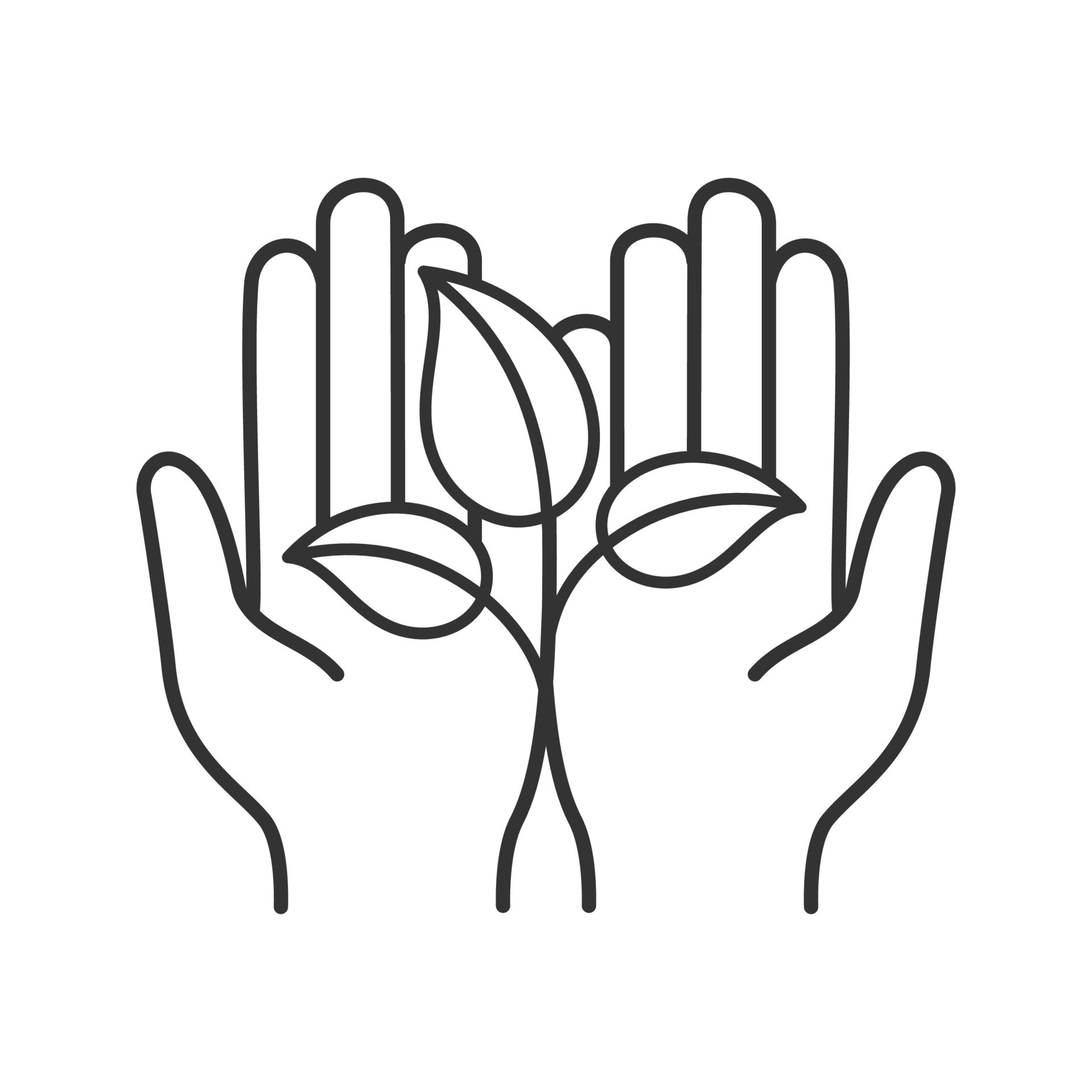Greening linear icon. Environment protection. Open hand with sprout ... Greening linear icon. Environment protection. Open hand with sprout ...