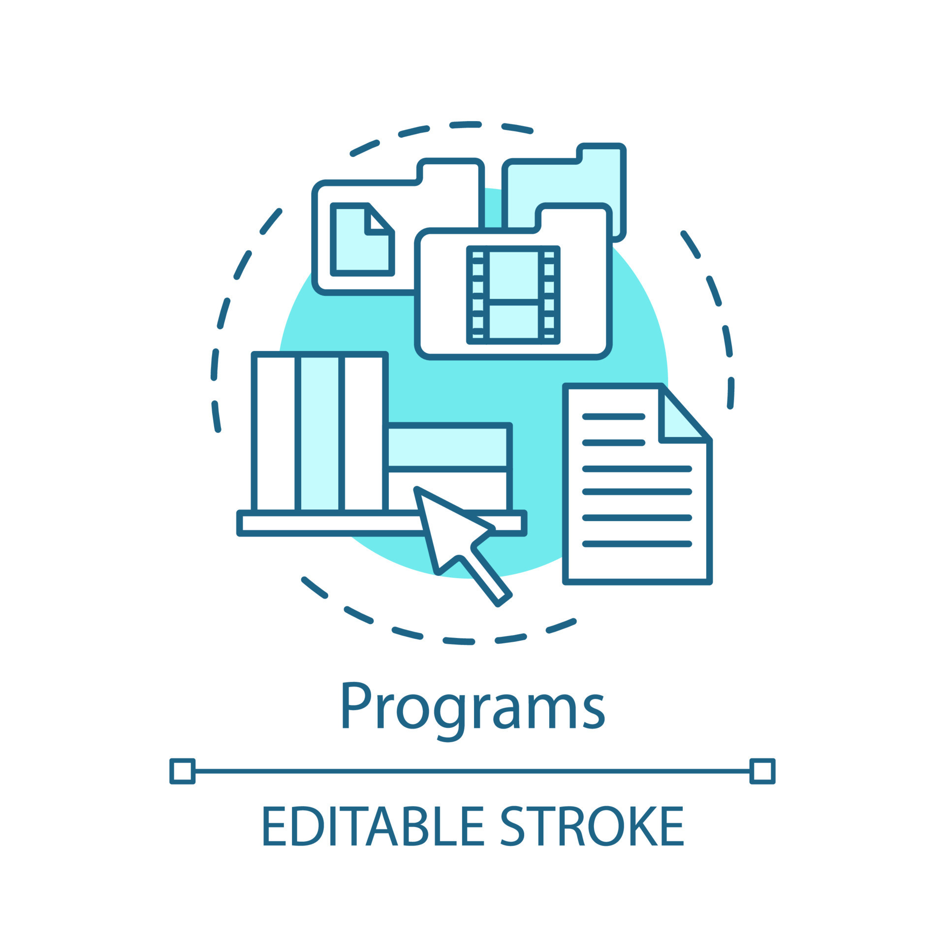 Programs concept icon. Required computer file selection. Electronic ...