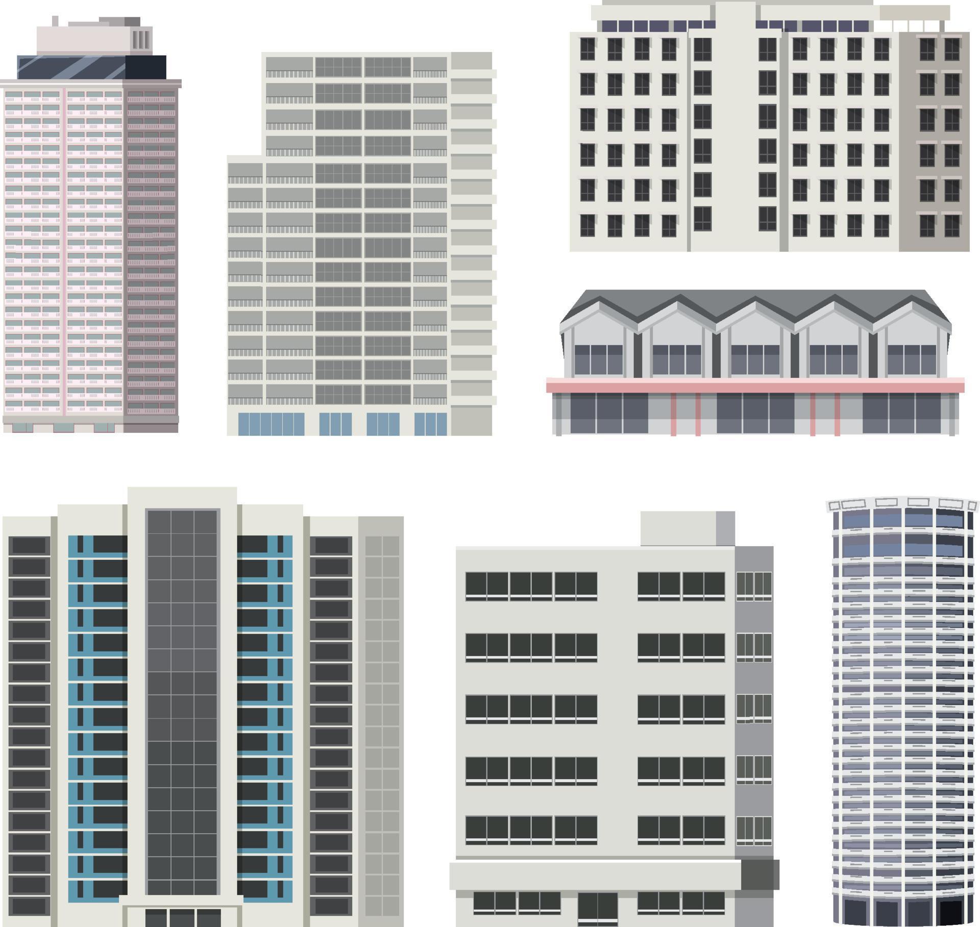Set of different city skyscraper buildings 8336894 Vector Art at Vecteezy
