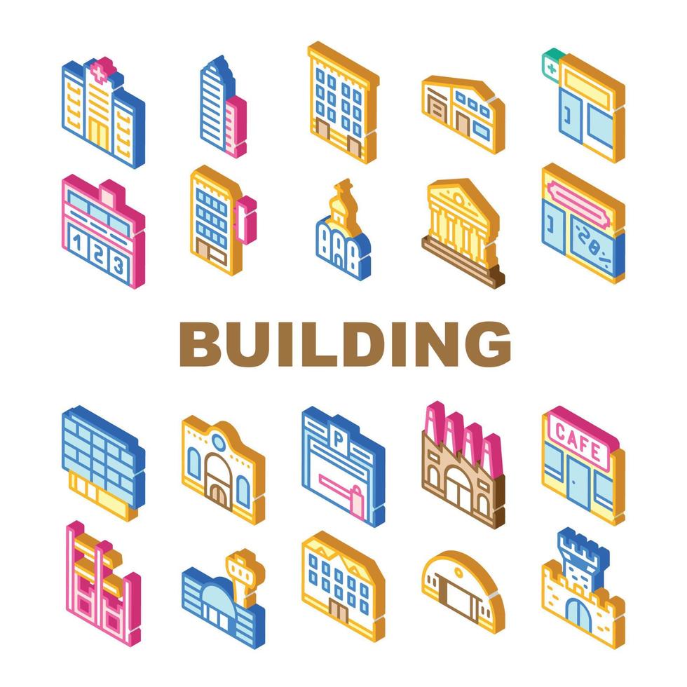 Building Architecture Collection Icons Set Vector Illustrations 8337702 ...