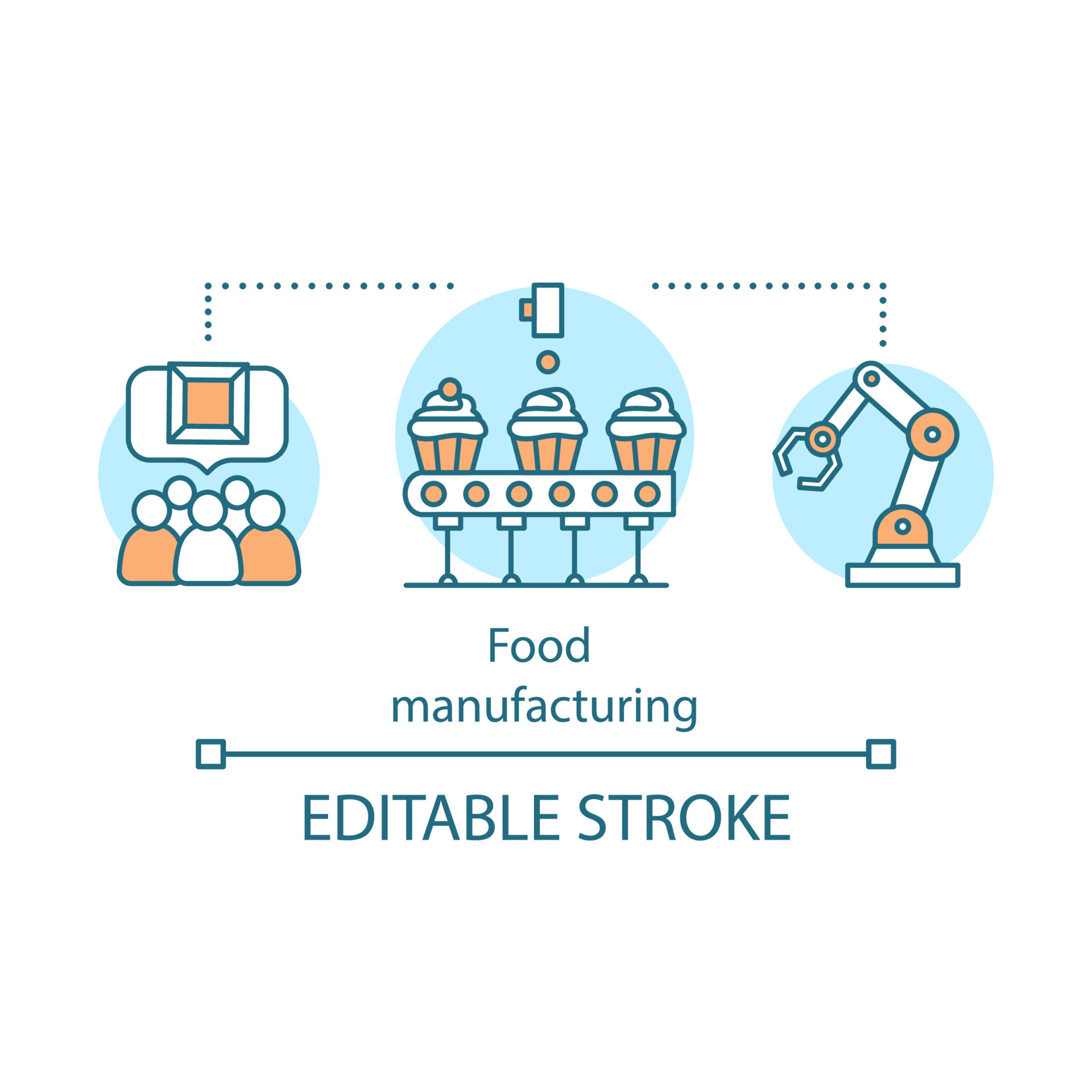 Food industry concept icon. Food processing, manufacturing idea thin ... Food industry concept icon. Food processing, manufacturing idea thin ...
