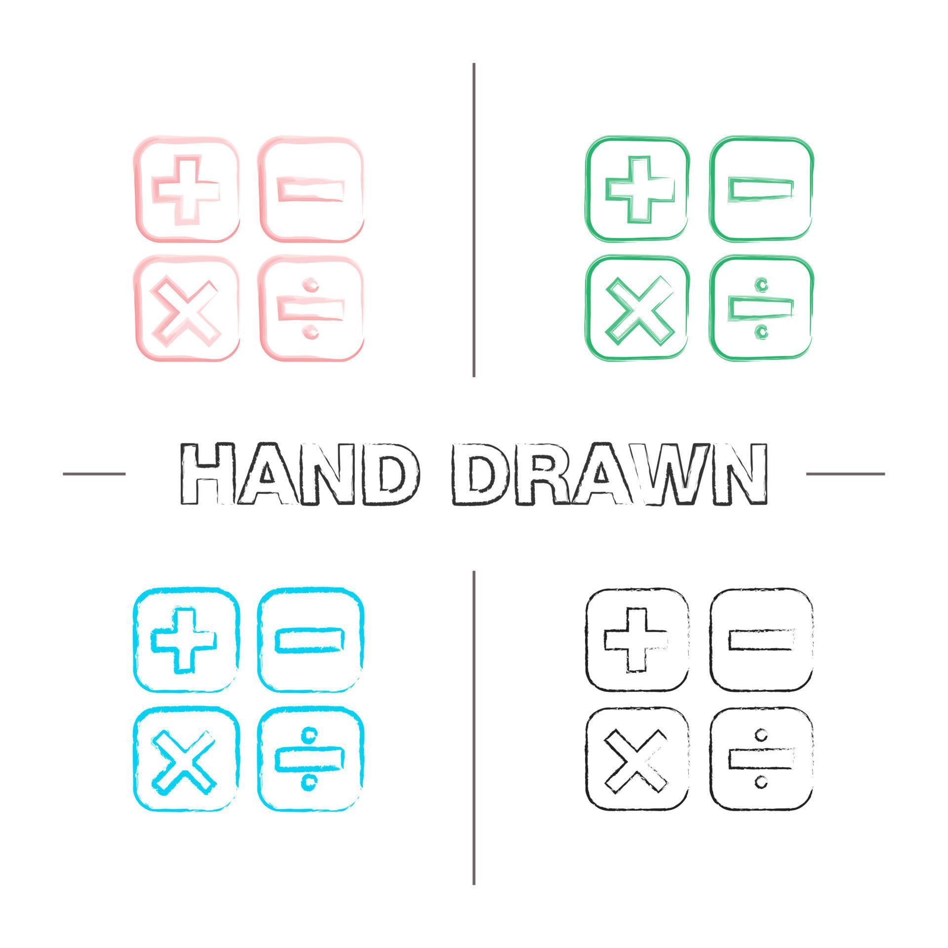 Maths symbols hand drawn icons set. Calculating. Elementary mathematics ... Maths symbols hand drawn icons set. Calculating. Elementary mathematics ...