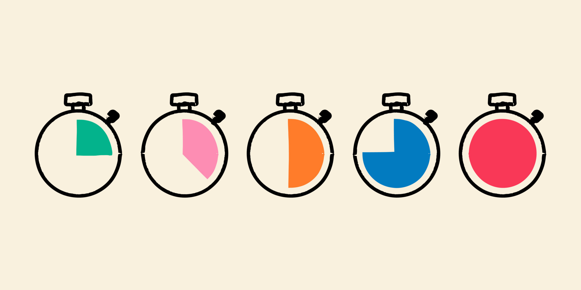 Set Of Hand Drawn Stopwatch Timers No Numbers Marker Drawn Alarm Clocks Concept Of Time