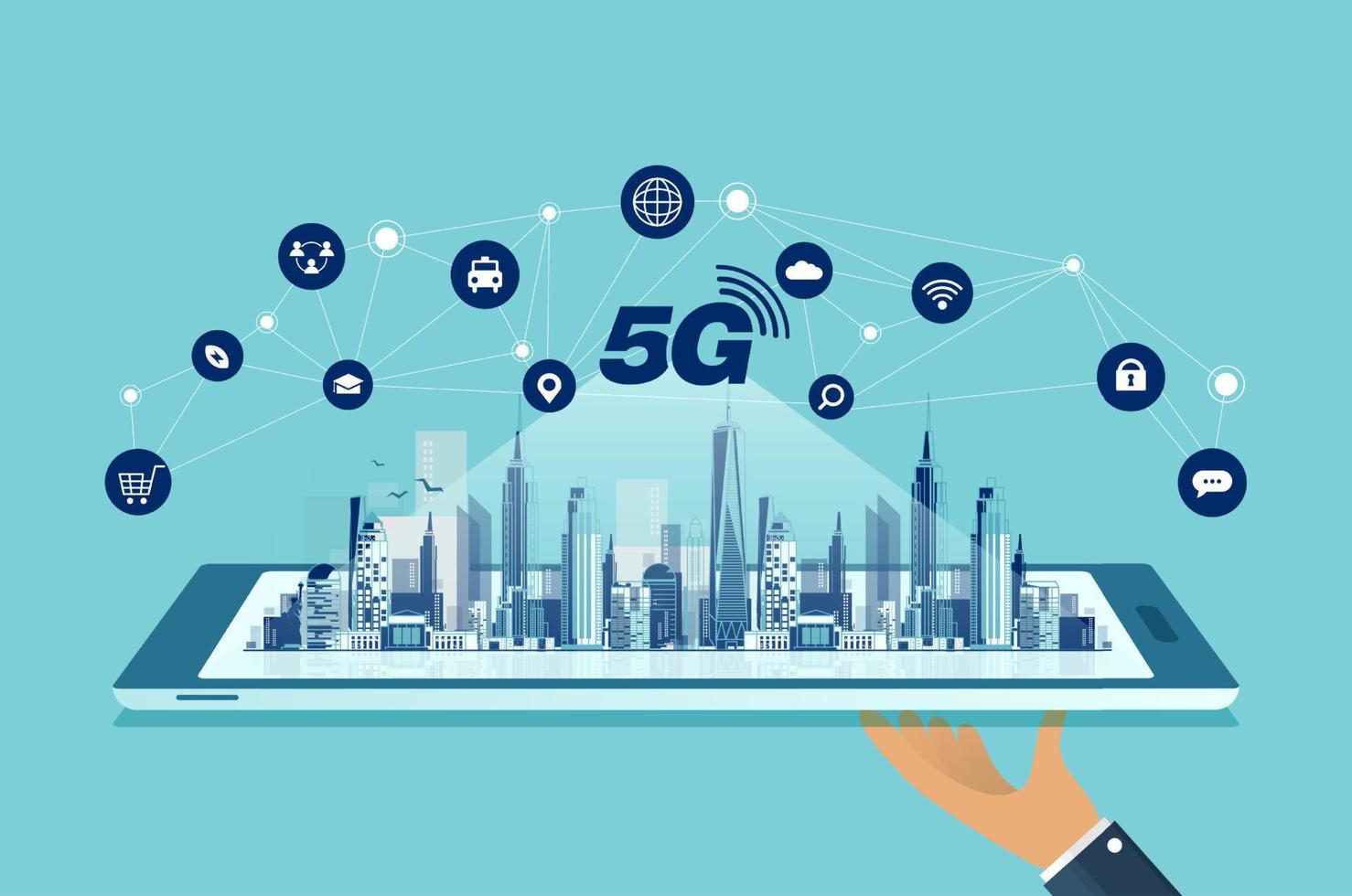 6g Technology Concept Modern City And Communication 6g Network Connection Concept With