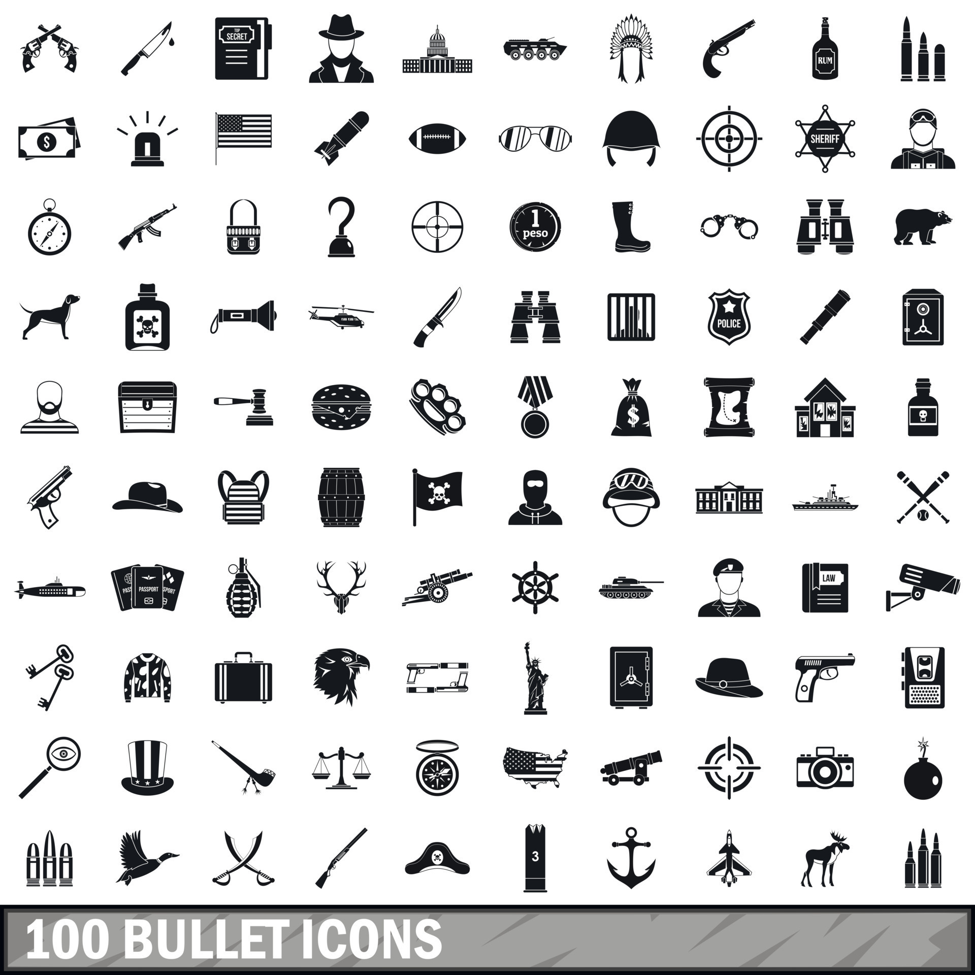 100 bullet icons set, simple style 8351327 Vector Art at Vecteezy