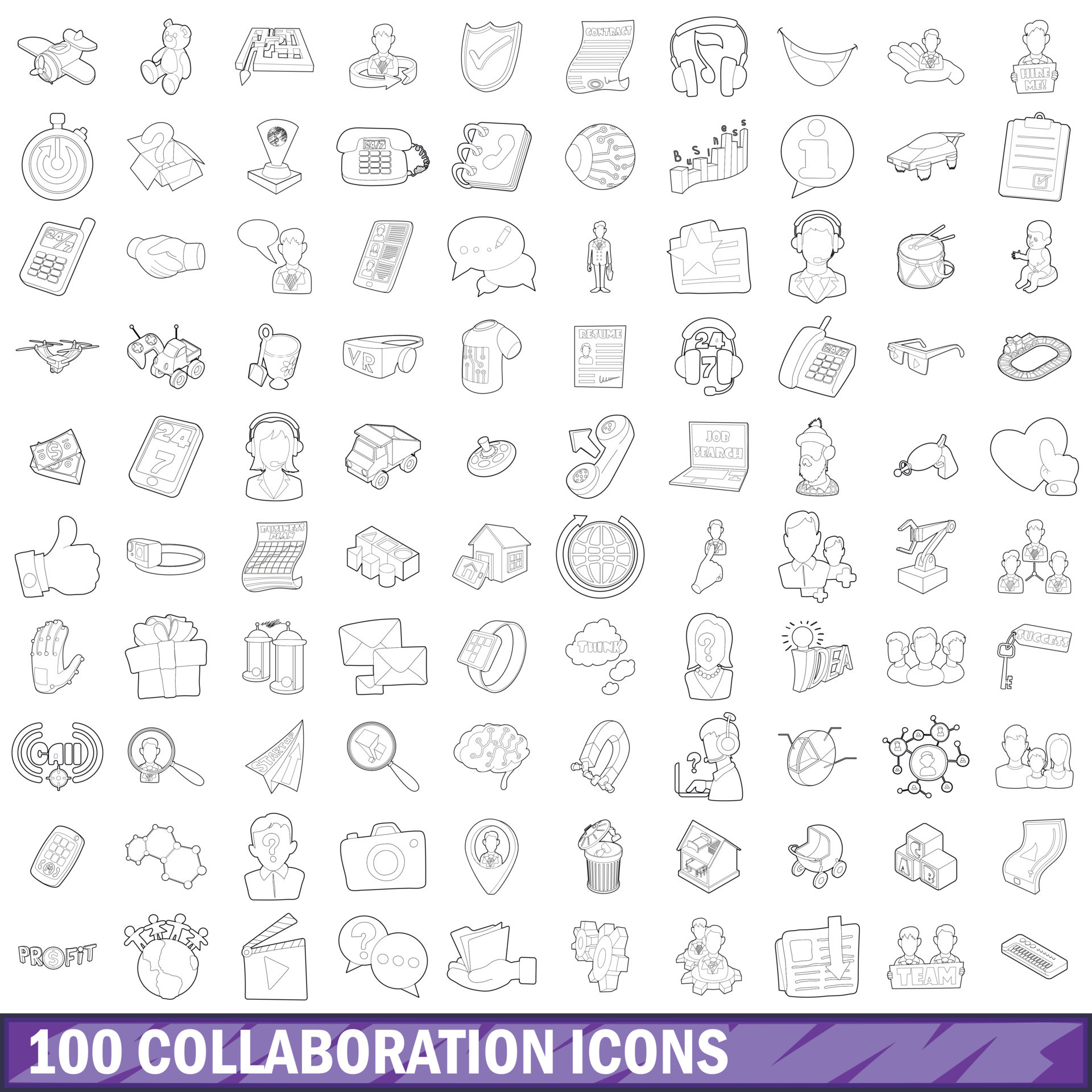 100 Collaboration Icons Set Outline Style 8351504 Vector Art At Vecteezy