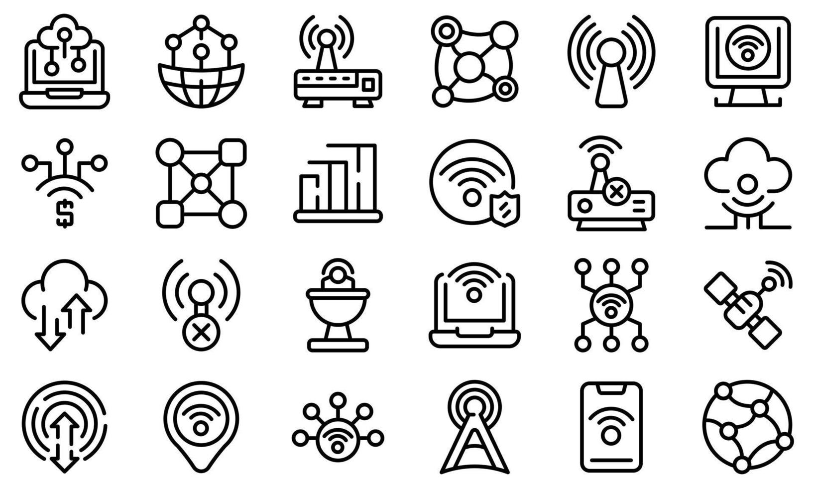 Internet Connection Icons Set Outline Style 8351801 Vector Art At Vecteezy