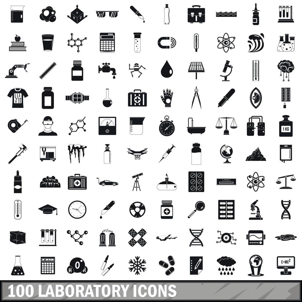 100 laboratory icons set, simple style 8351996 Vector Art at Vecteezy