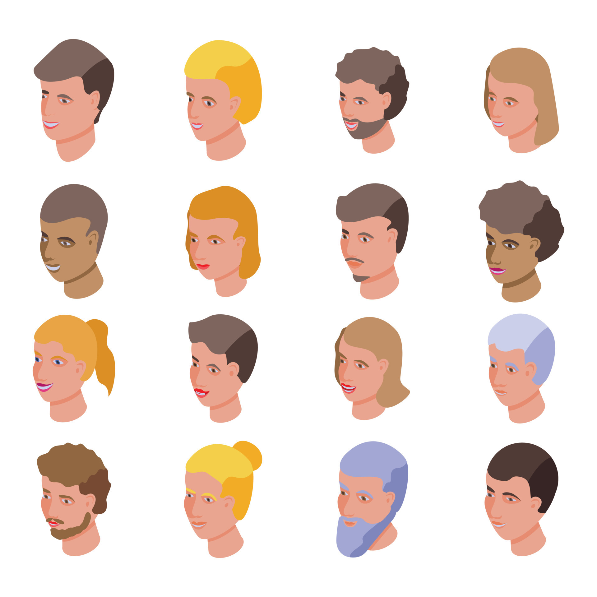 Smiling people icons set, isometric style 8352254 Vector Art at Vecteezy