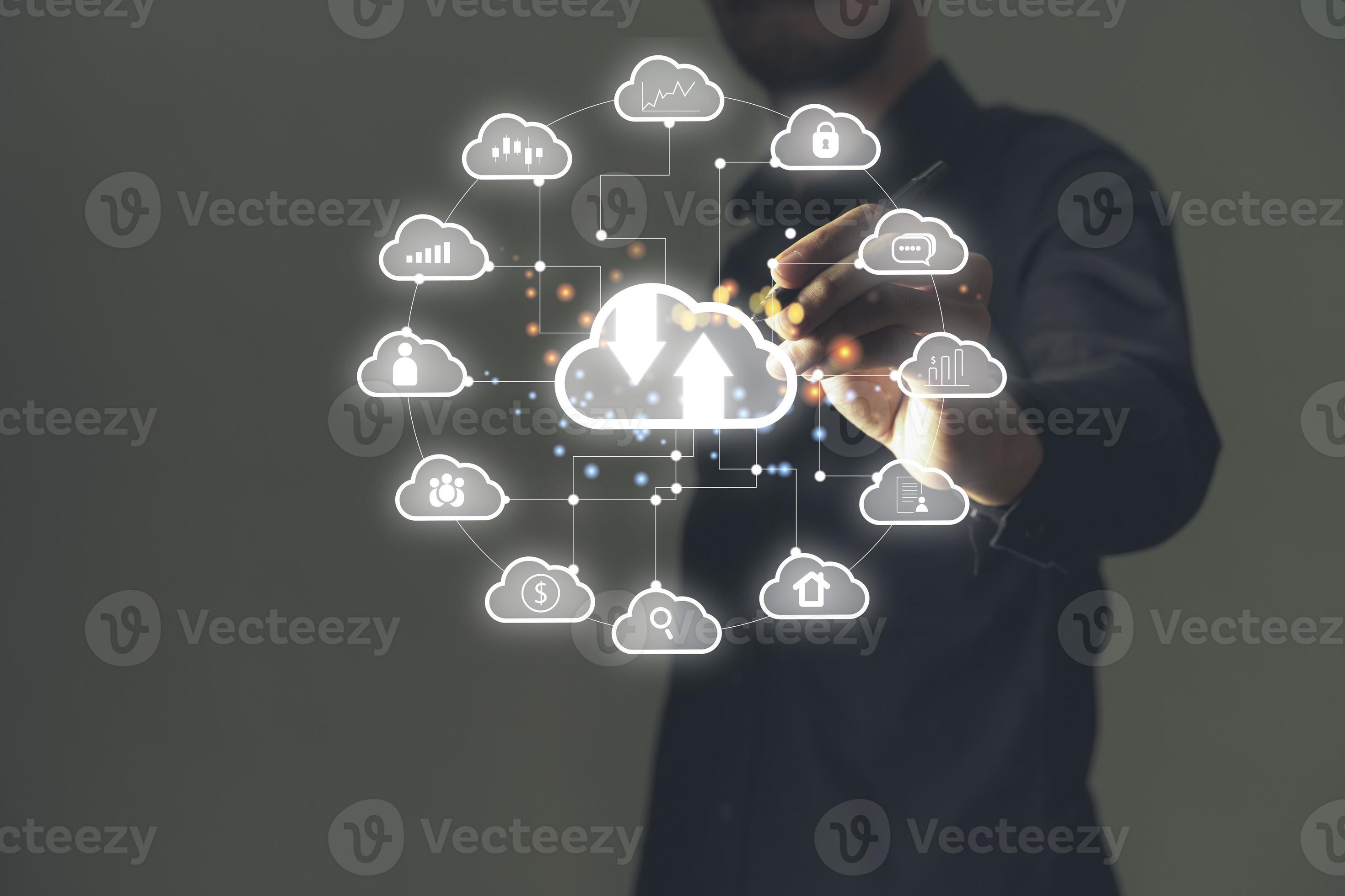 Man Accessing The Cloud Computing Technology Internet Storage Database Big Data Network 8353051