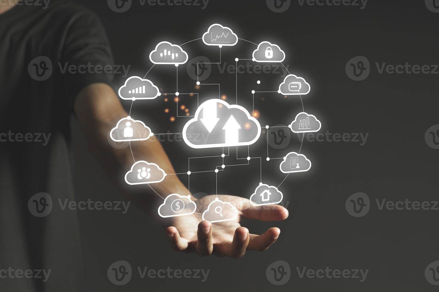 Man Accessing The Cloud Computing Technology Internet Storage Database Big Data Network 8353248