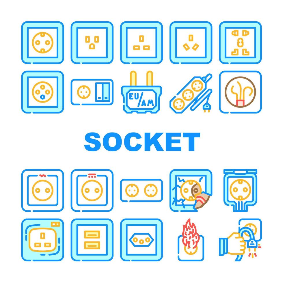 Socket Power Electrical Accessory Icons Set Vector 8357121 Vector Art At Vecteezy