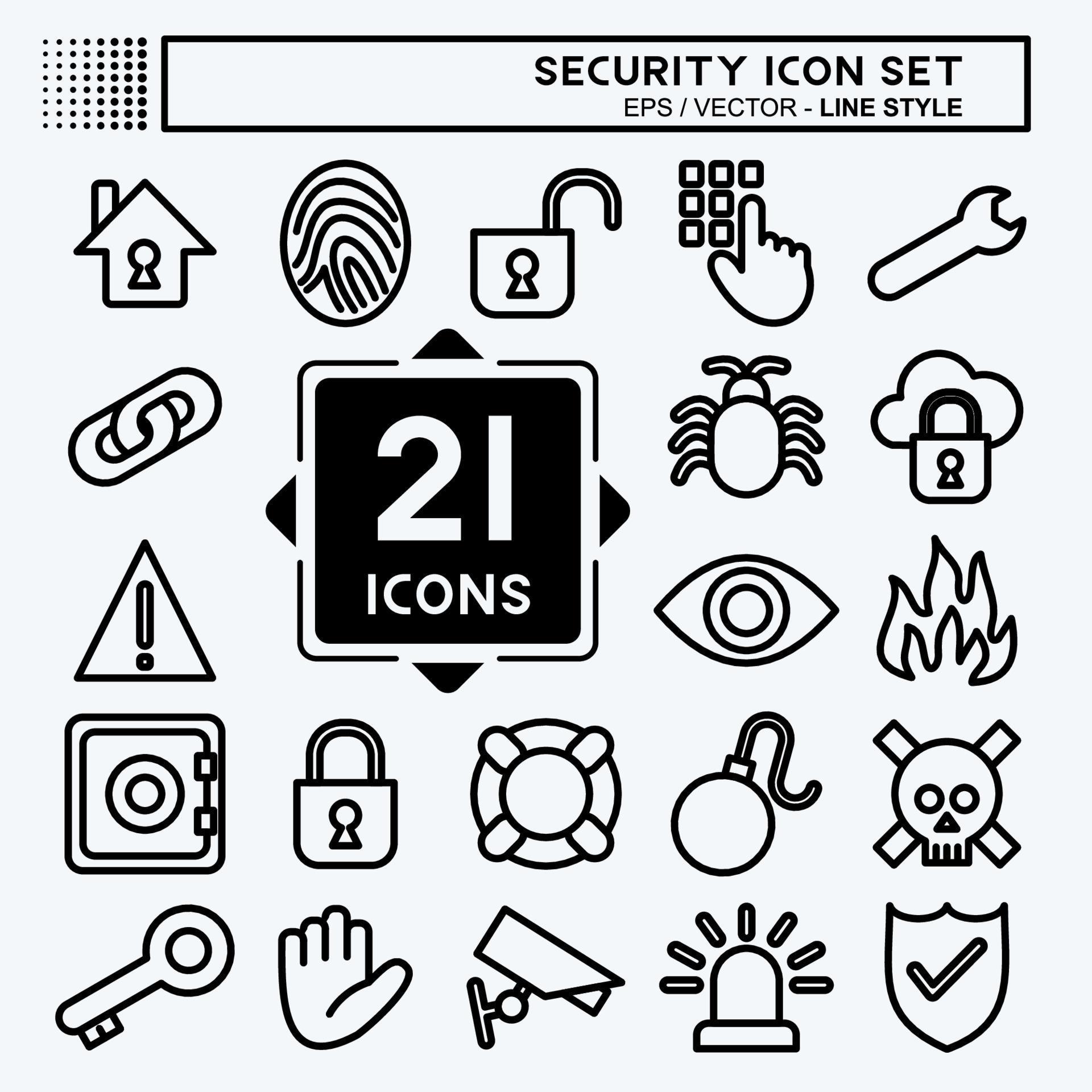 Icon Set Security. suitable for education symbol. line style. simple ...
