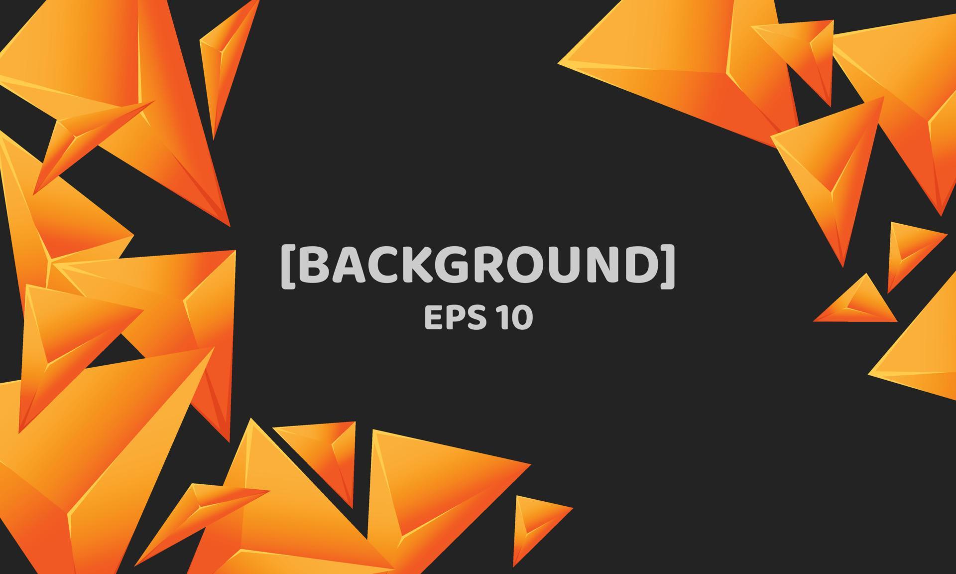 orange polygon triangle vector on black background, geometric triangle background, polygon ...