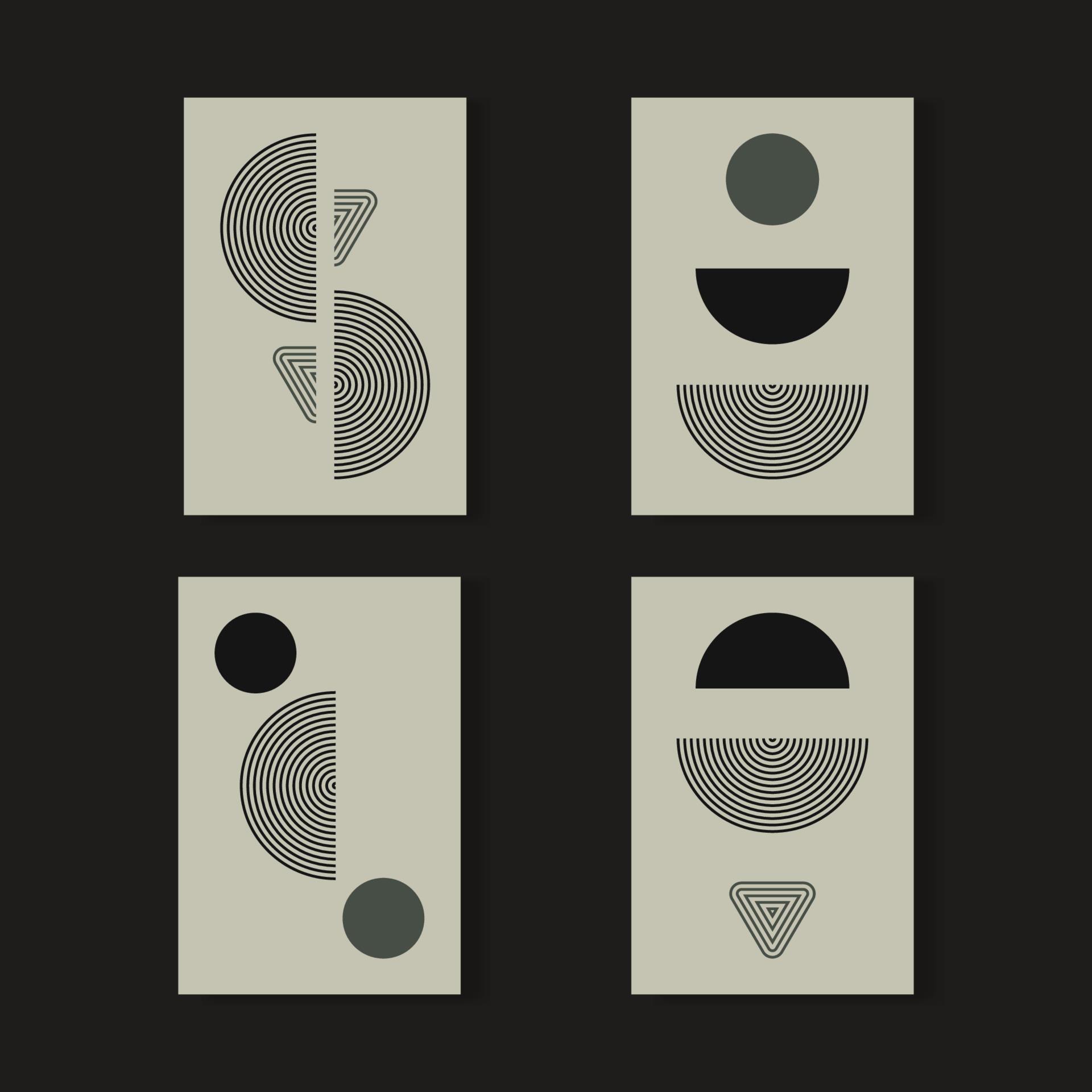 Abstract geometric line art posters vector illustration 8379556 Vector ...