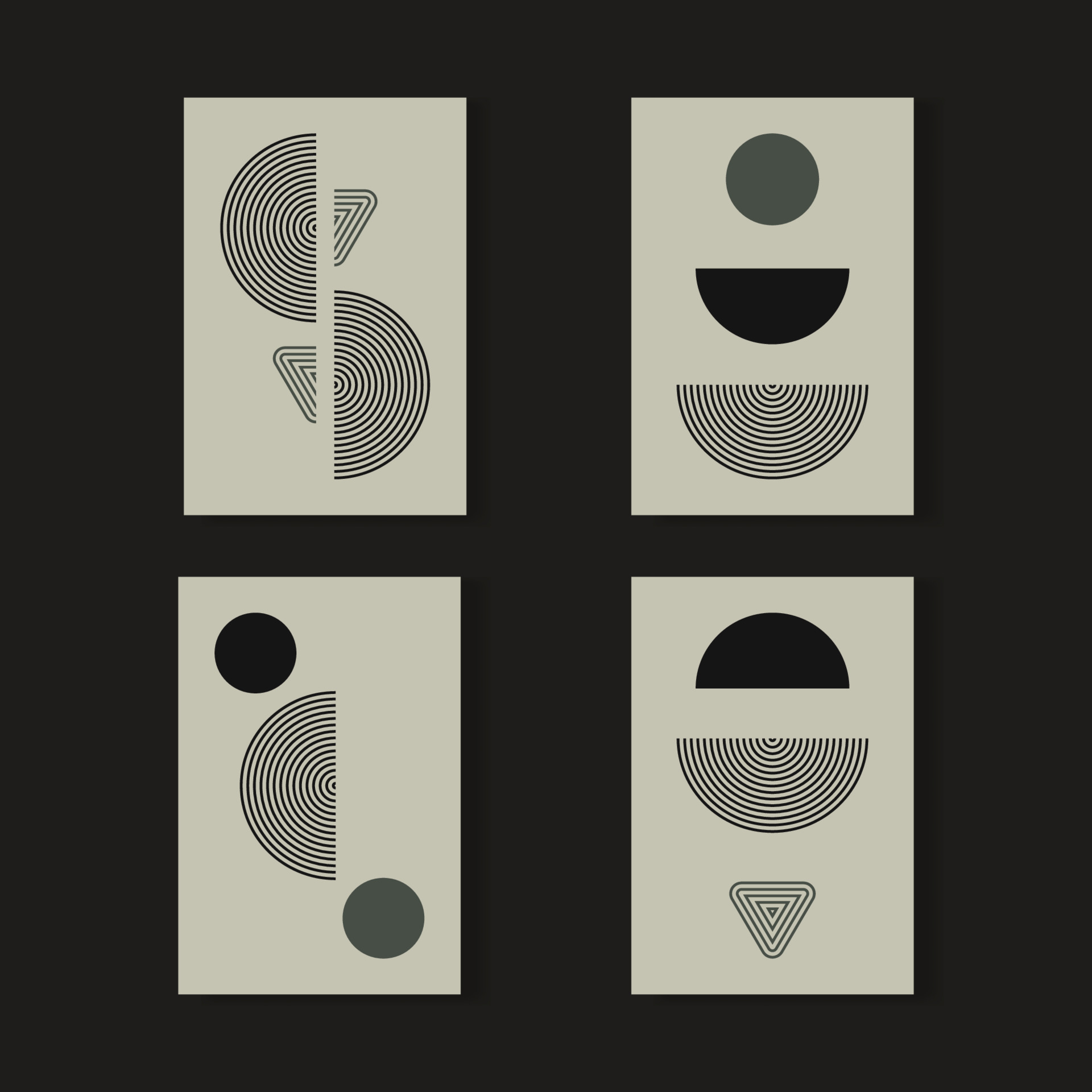 Abstract geometric line art posters vector illustration 8379556 Vector ...