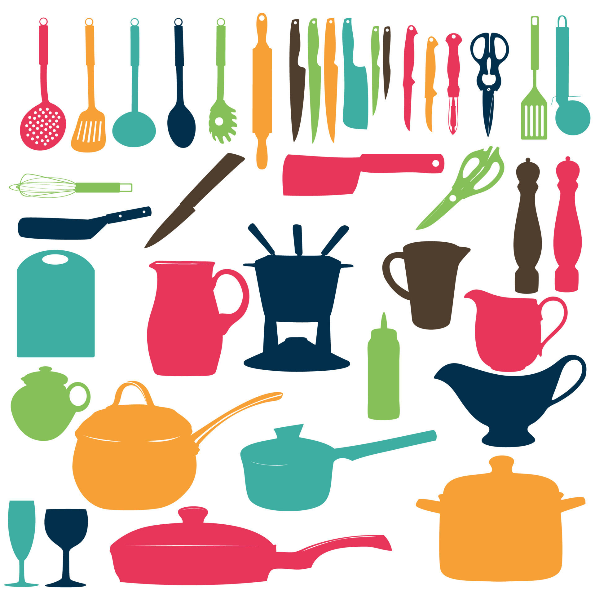 Kitchen tools Silhouette Vector illustration 8406286 Vector Art at Vecteezy