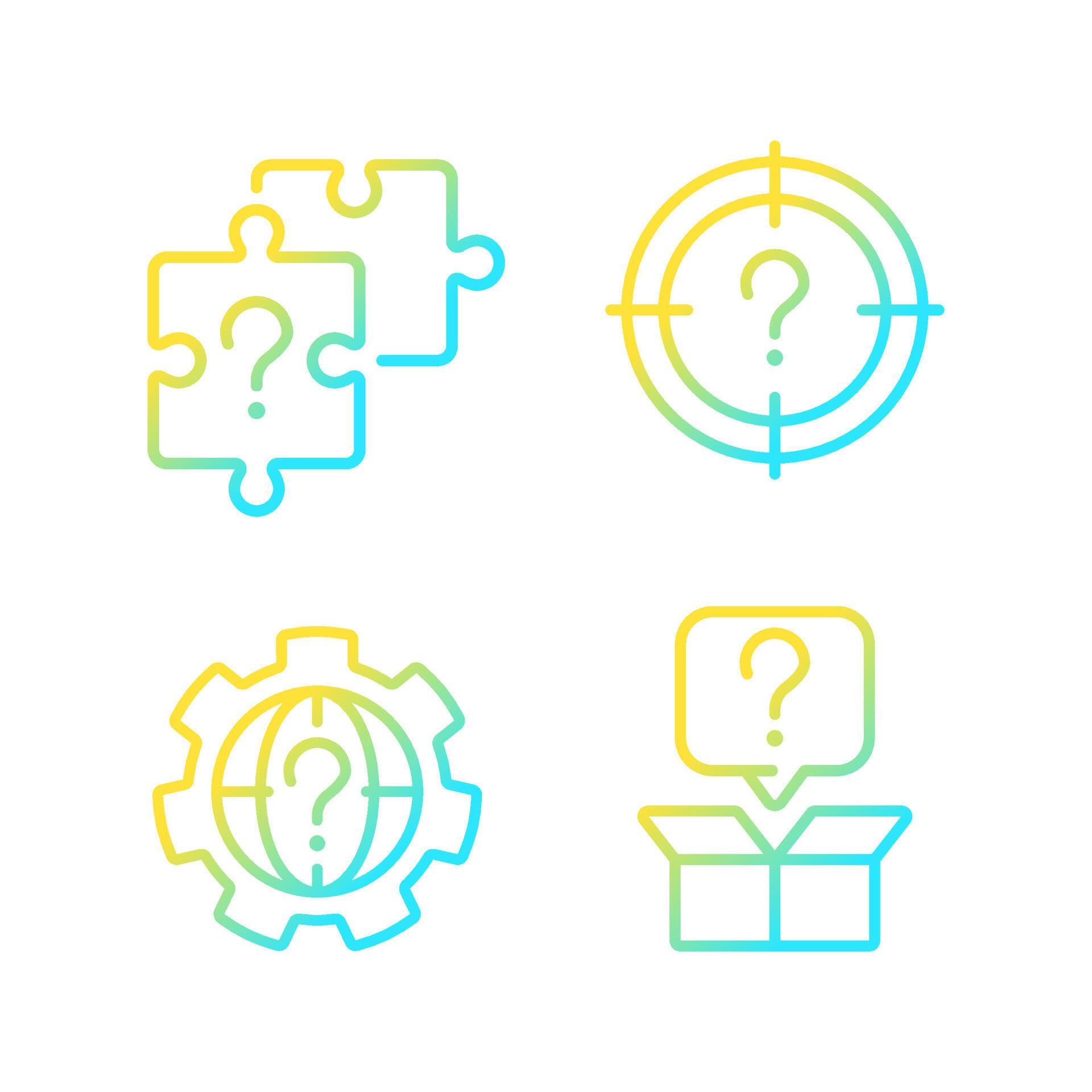 Searching of new problem solutions gradient linear vector icons set ...