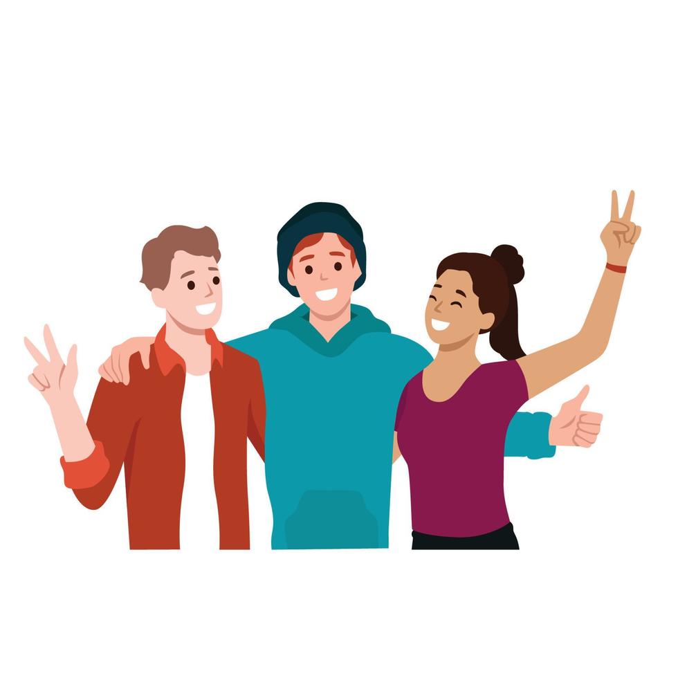 Happy Friendship Day Web Banner With Diverse Friend Group Of People