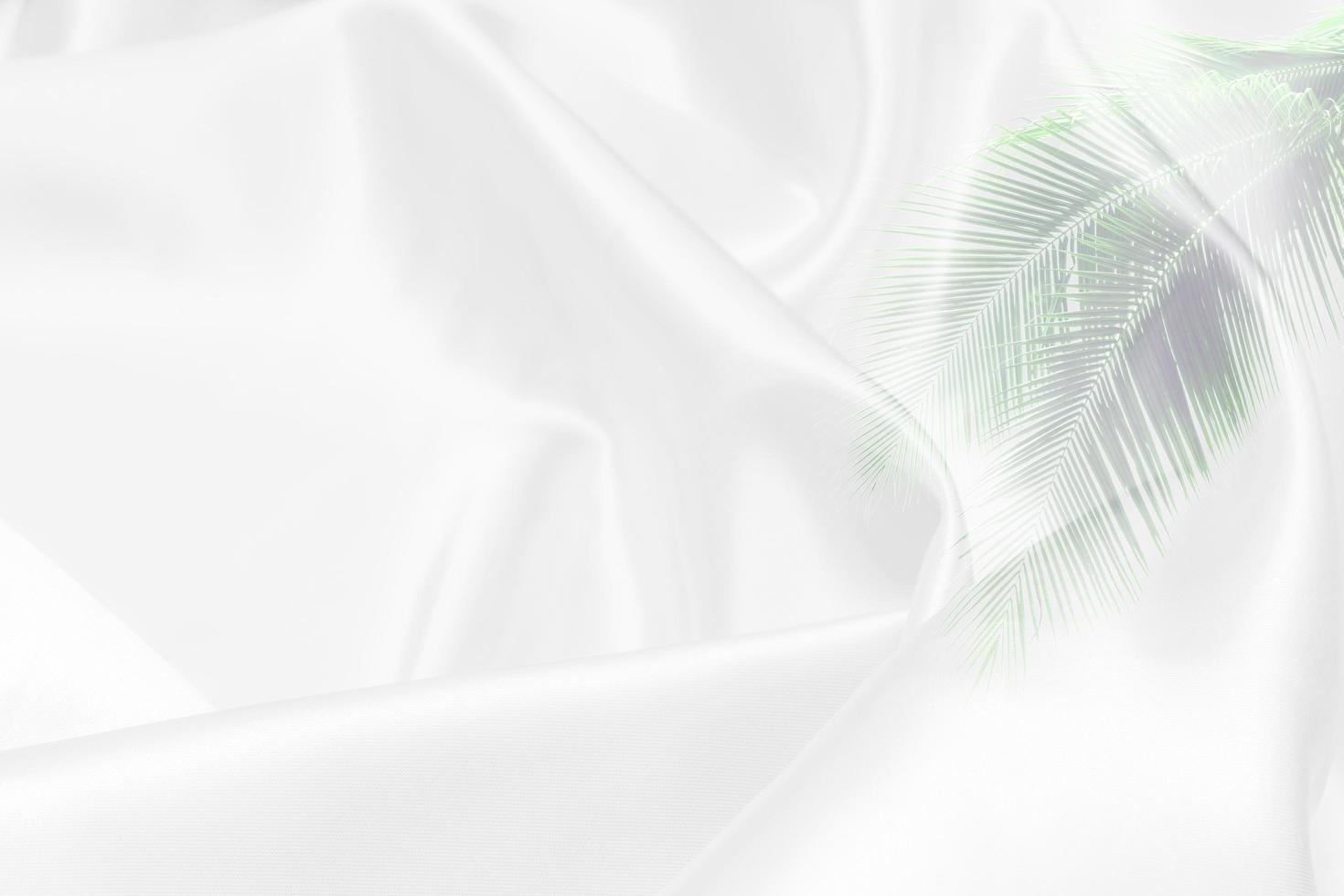 Green Palm Leaves Pattern Overlay With White Fabric Texture Soft Blur