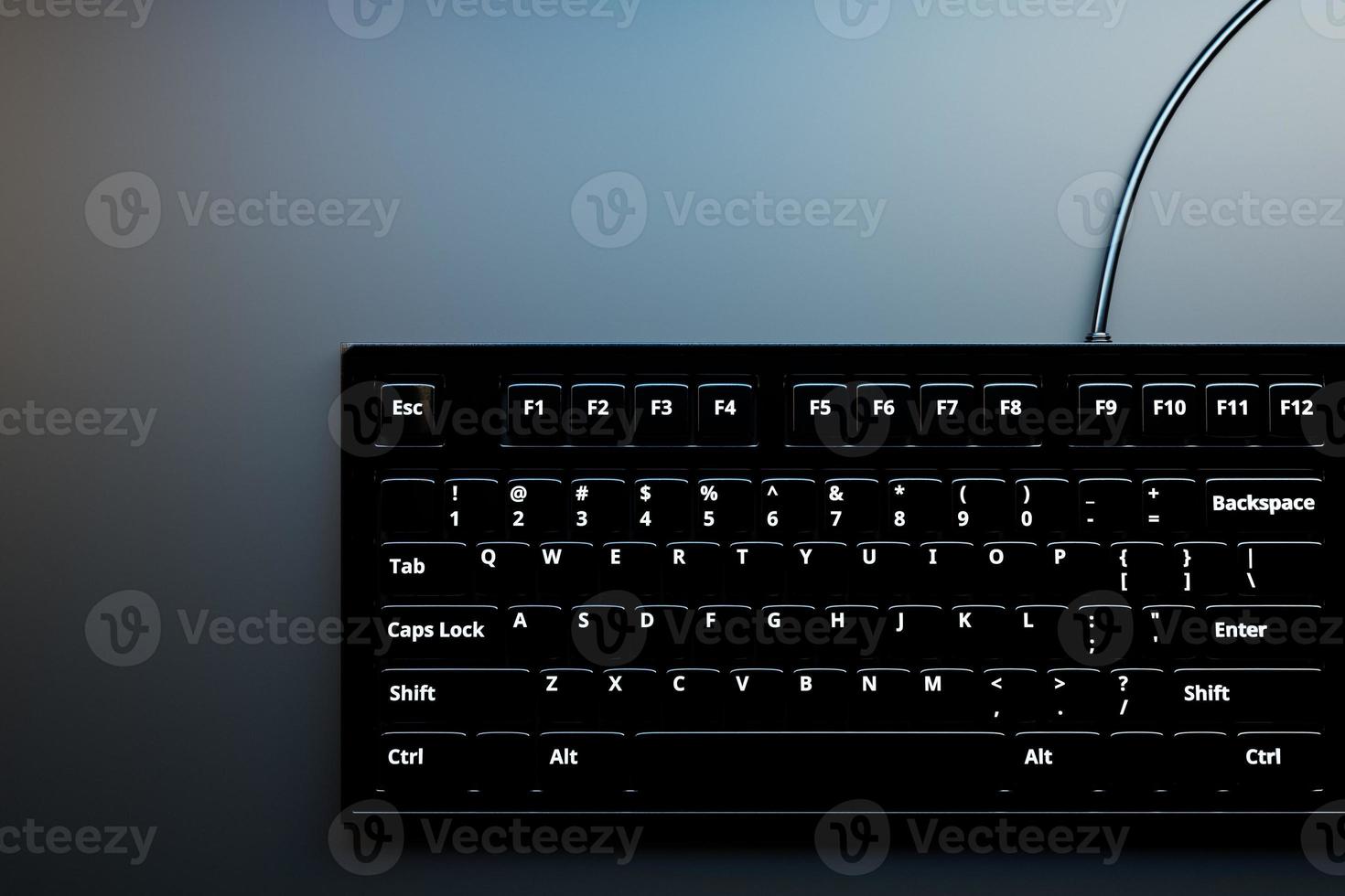 3d illustration, gaming keyboard with LED backlit. Realistic computer ...