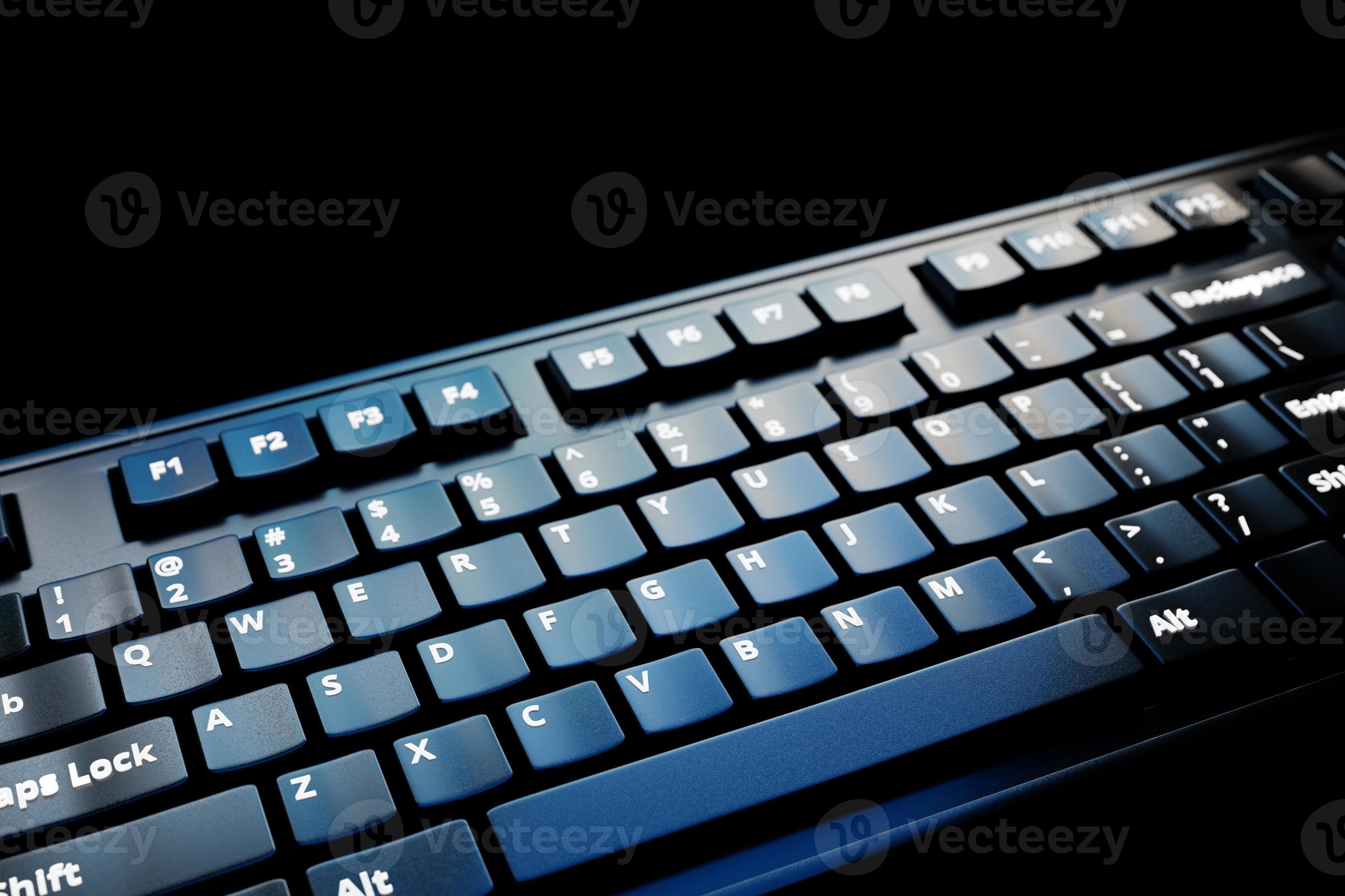3d illustration, gaming keyboard with LED backlit. Realistic computer ...
